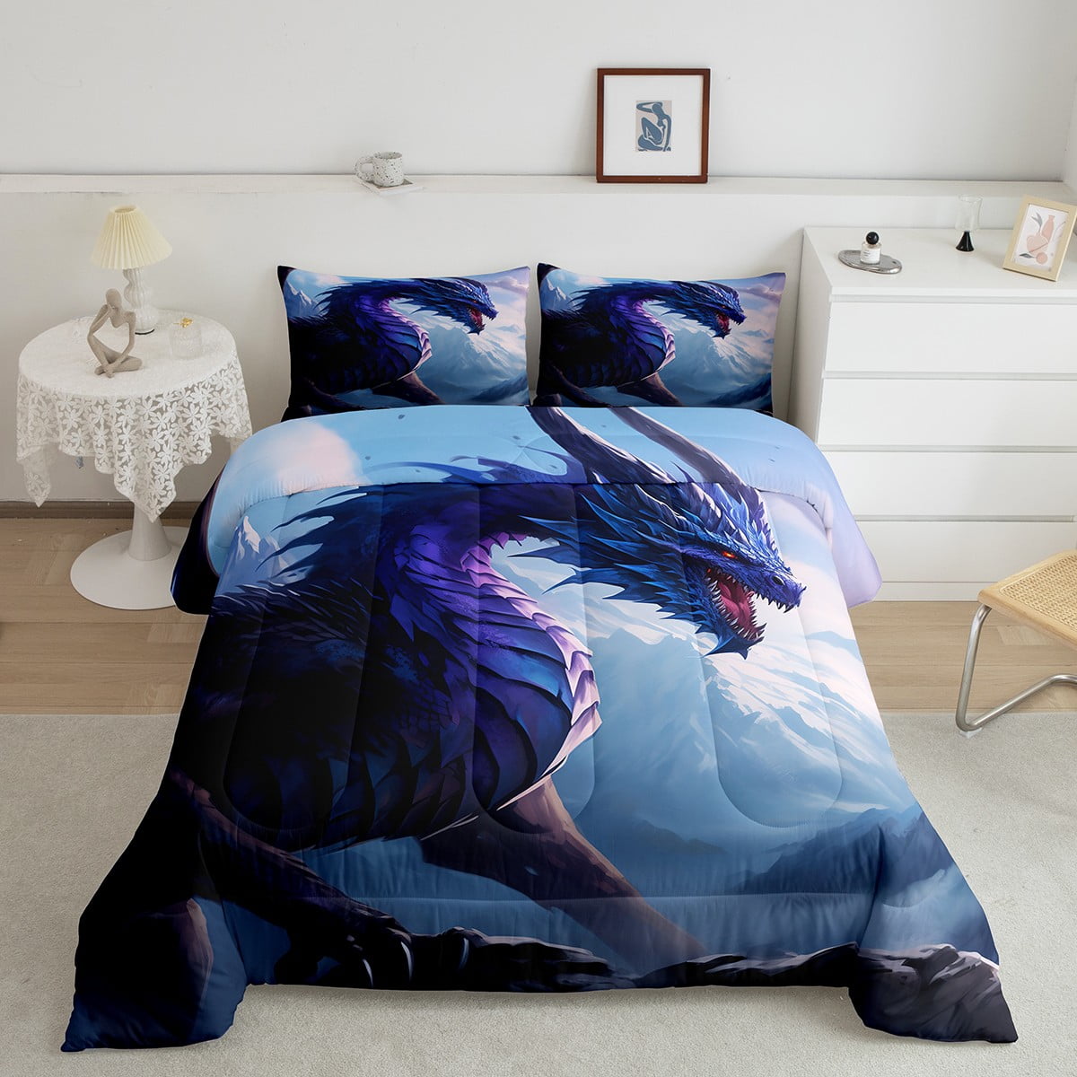Erosebridal Dragon Comforter Set King,Mysterious Gothic Dragon Bedding ...