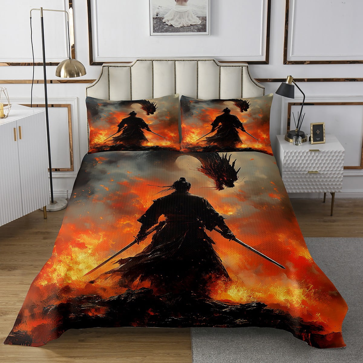 YST Dragon Coverlet Set For Kids, Samurai Bedspread Set Twin Size ...