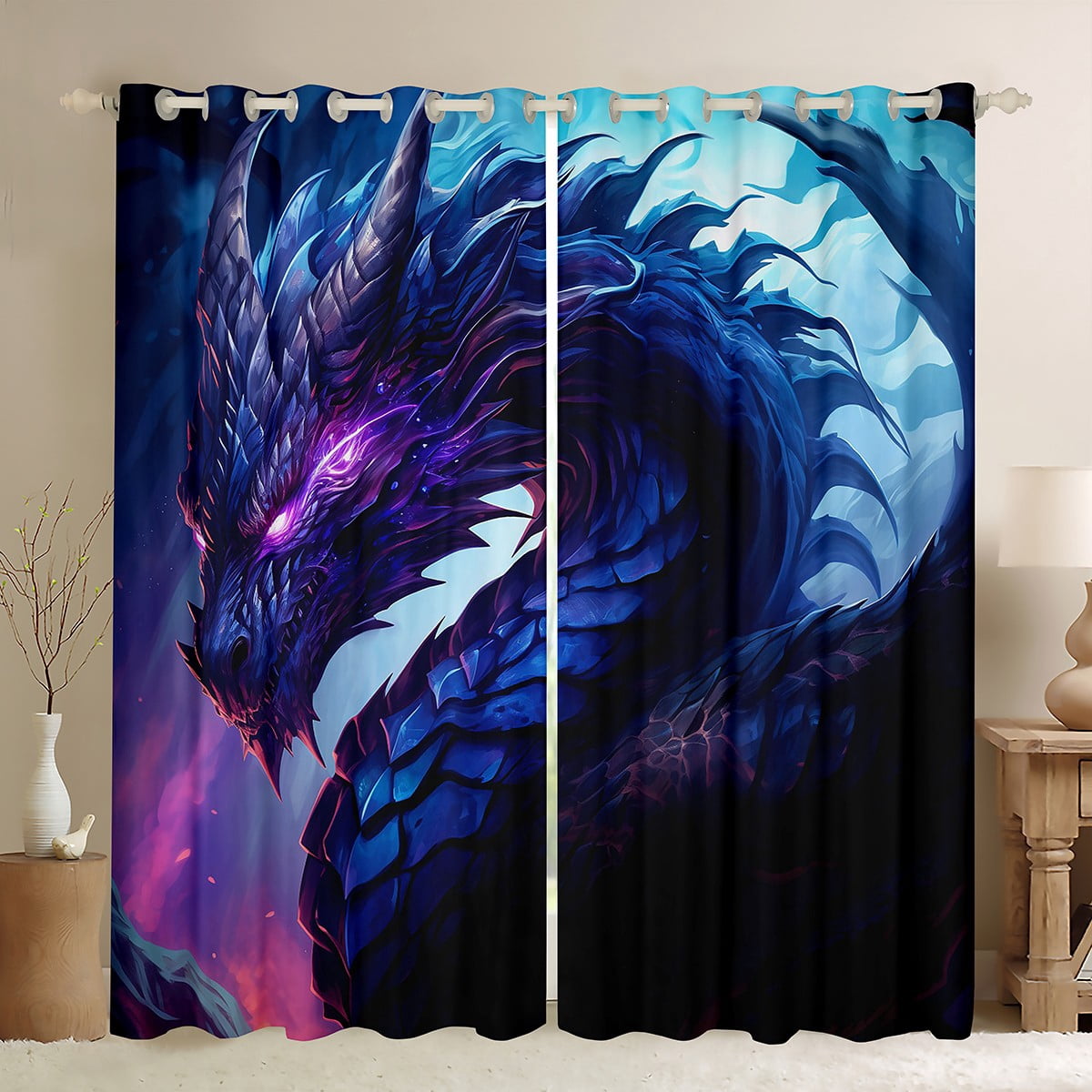 Erosebridal Dragon Curtains Blackout,3D Goth Dragon Curtains & Drapes ...