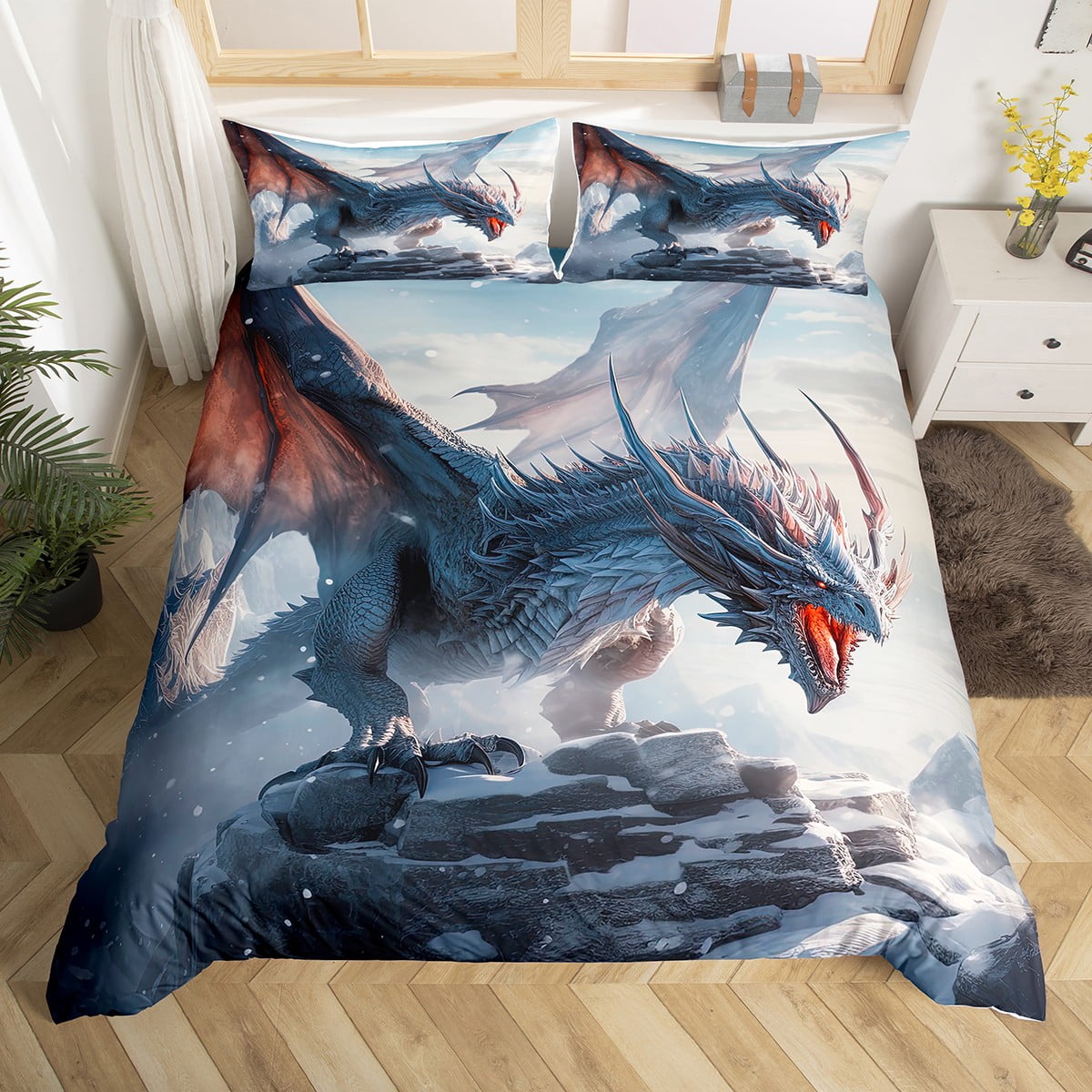 Erosebridal Dragon Duvet Cover Full,Gothic Dragon Bedding Set Hippie ...
