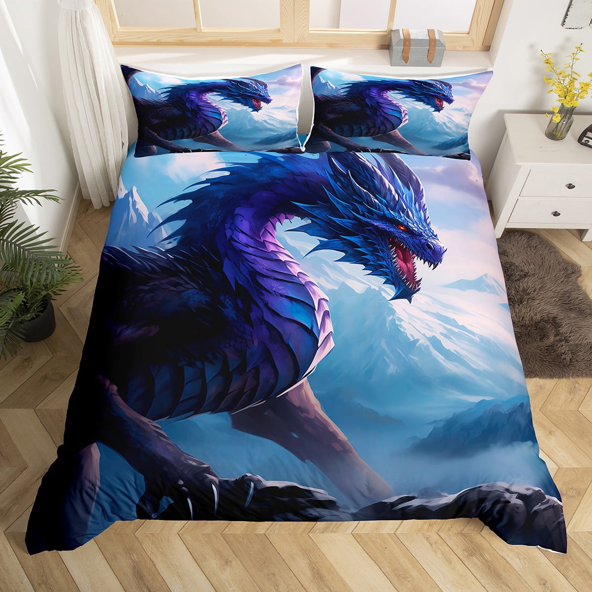 YST Dragon Duvet Cover Twin for Girls Boys Kids,Mysterious Gothic ...