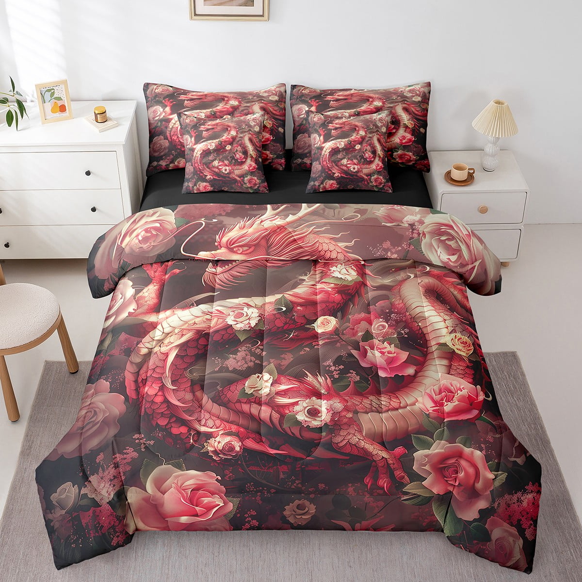 Dragon Full Comforter Set 7 Piece ,Exotic Chinese Style Bedding Set ...