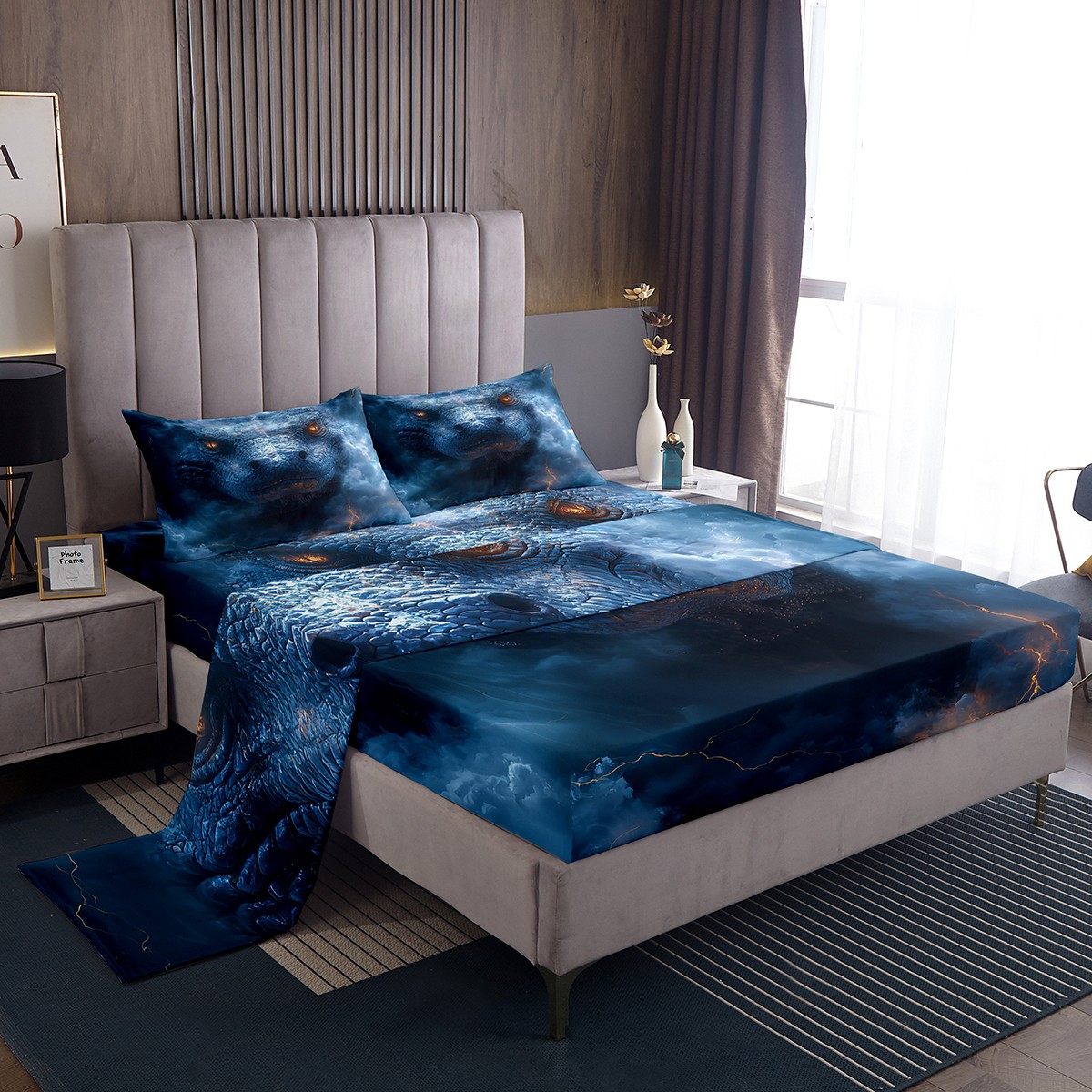 YST Dragon Full Size Sheet Sets 4pcs, Dinosaur 3D Gothic Soft Bed ...