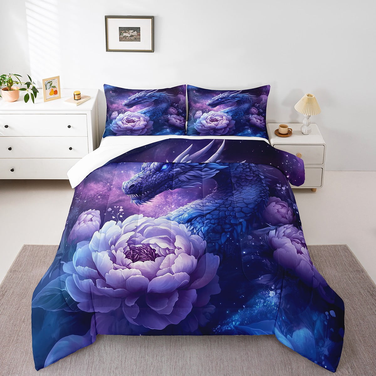 Dragon Quilted Comforter Set Twin Size, 3D Animals Printed Bedding ...