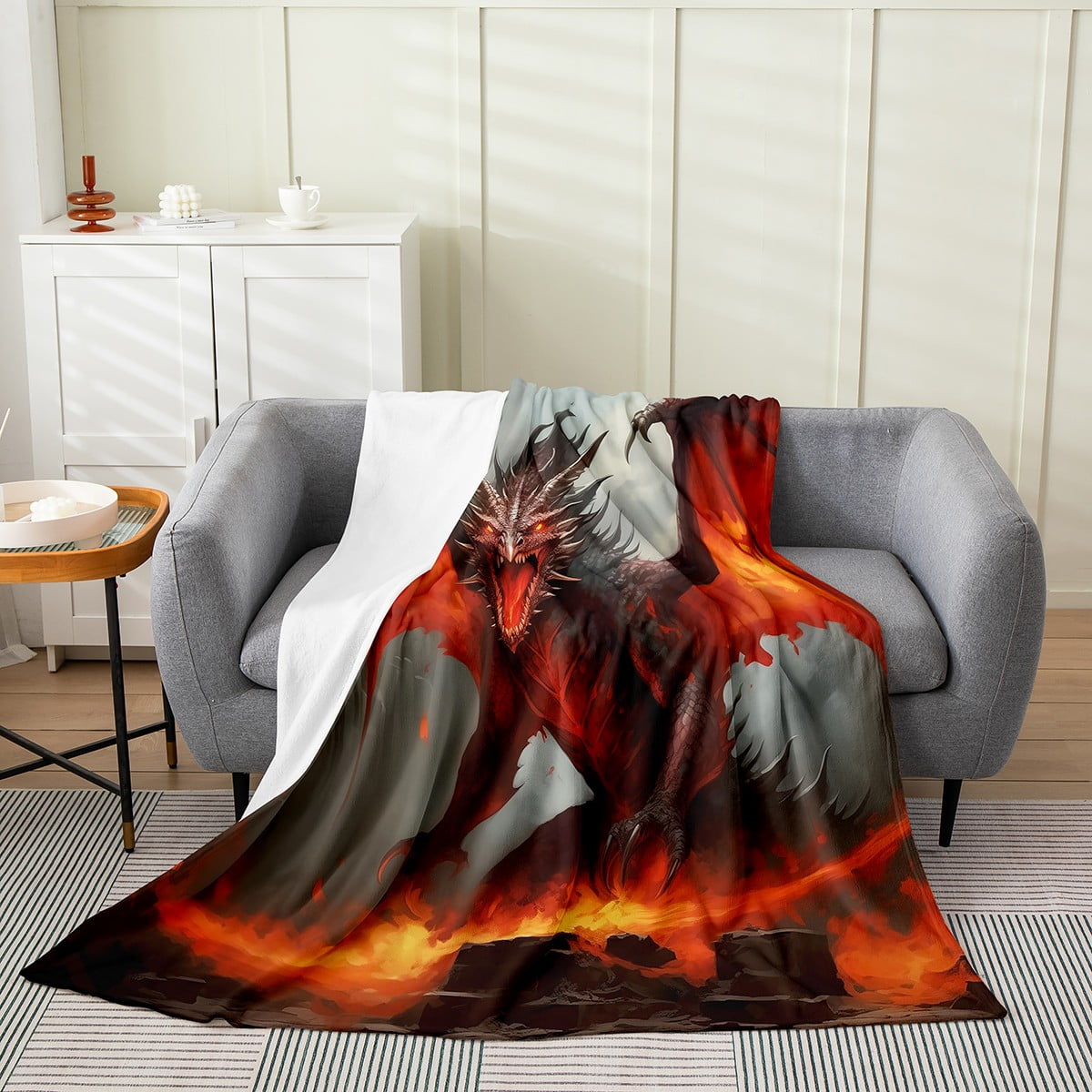 YST Dragon Throw 50x60 Inch Blanket for Boys Girls Kids,Fire Print ...
