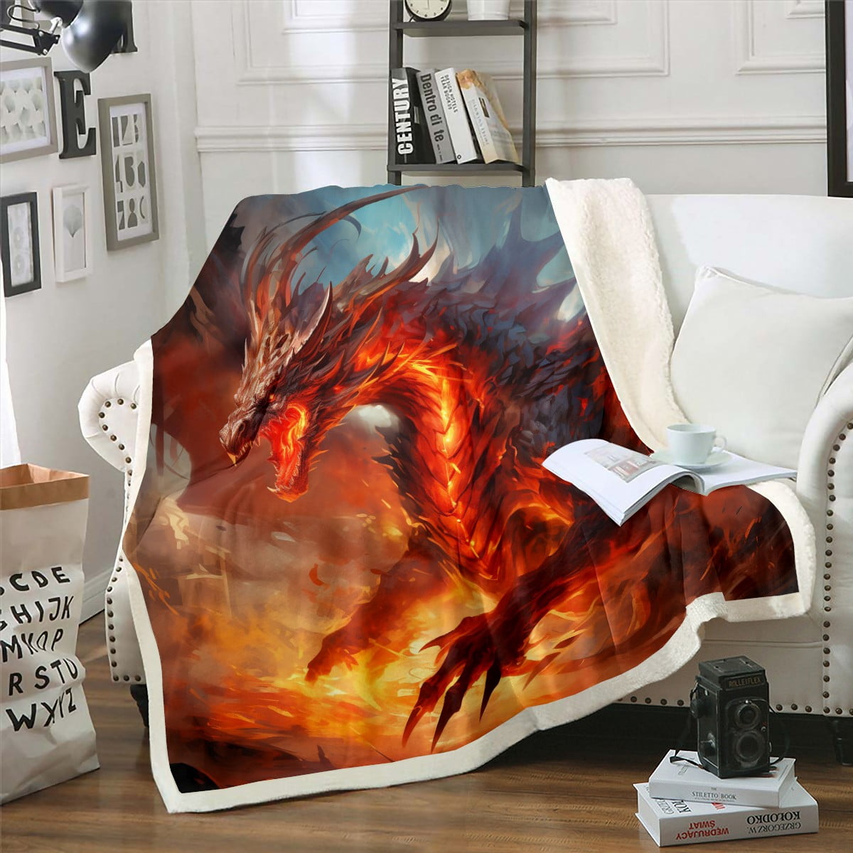 Dragon Throw Blanket ,Fire Print Psychedelic Blanket Trippy Living Room ...
