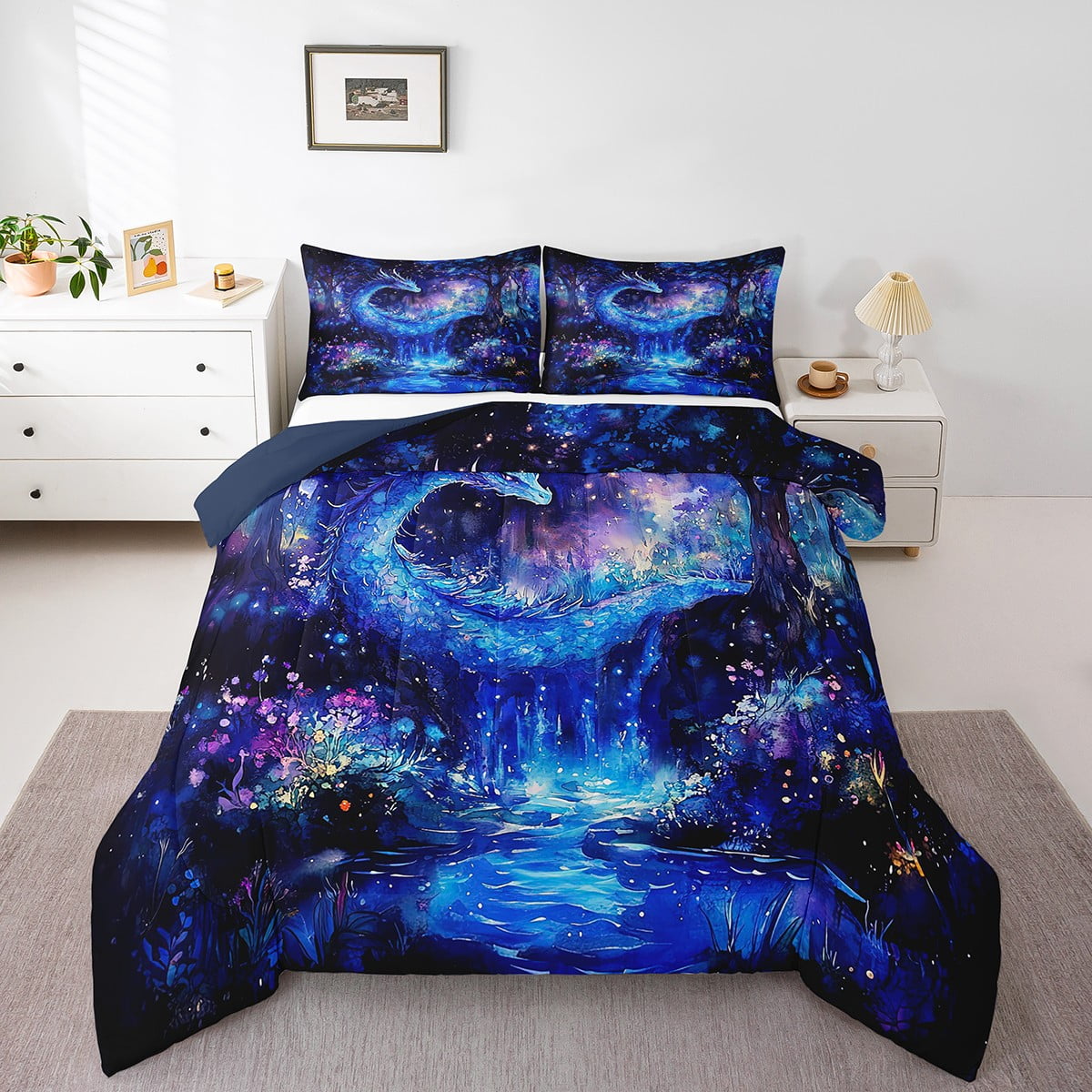 Dragon Twin Bedding Set ,Magical Jungle Botanical Comforter Set Teens ...