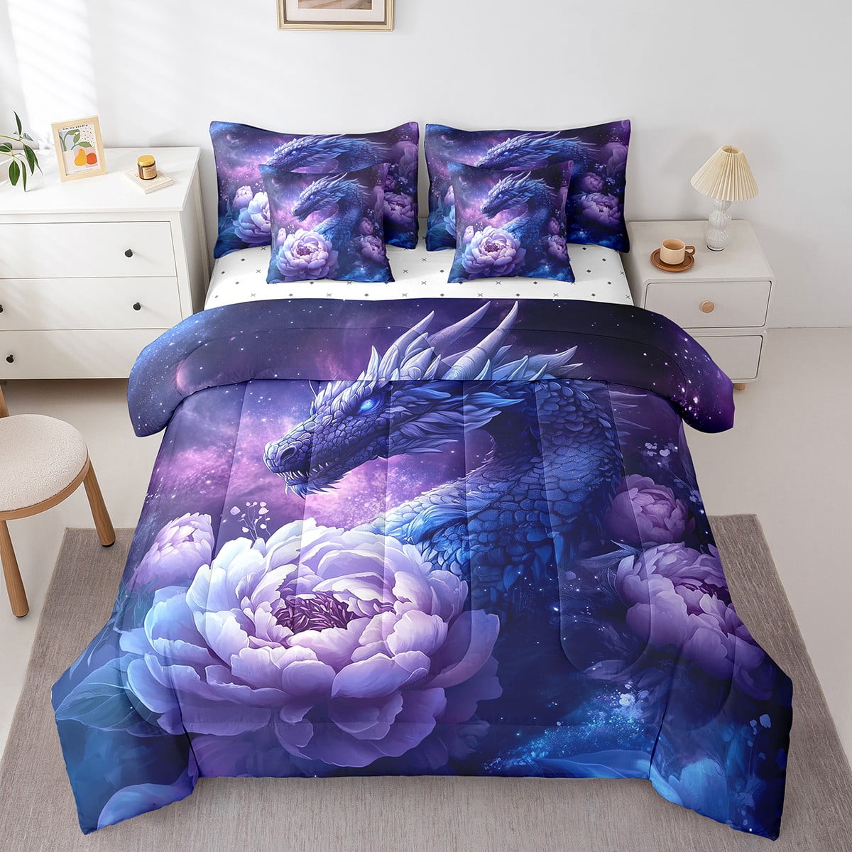 Dragon Twin Size Comforter Set 7pcs Bed in a Bag, 3D Animals Bedding ...