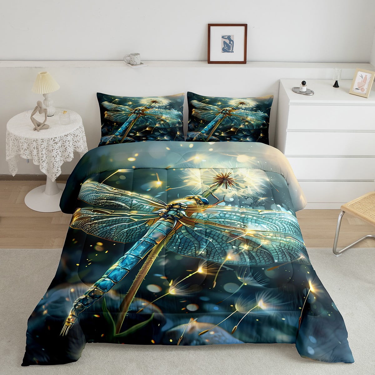 YST Dragonfly Bedding Set King Dandelion Comforter Set For Kids Girls ...