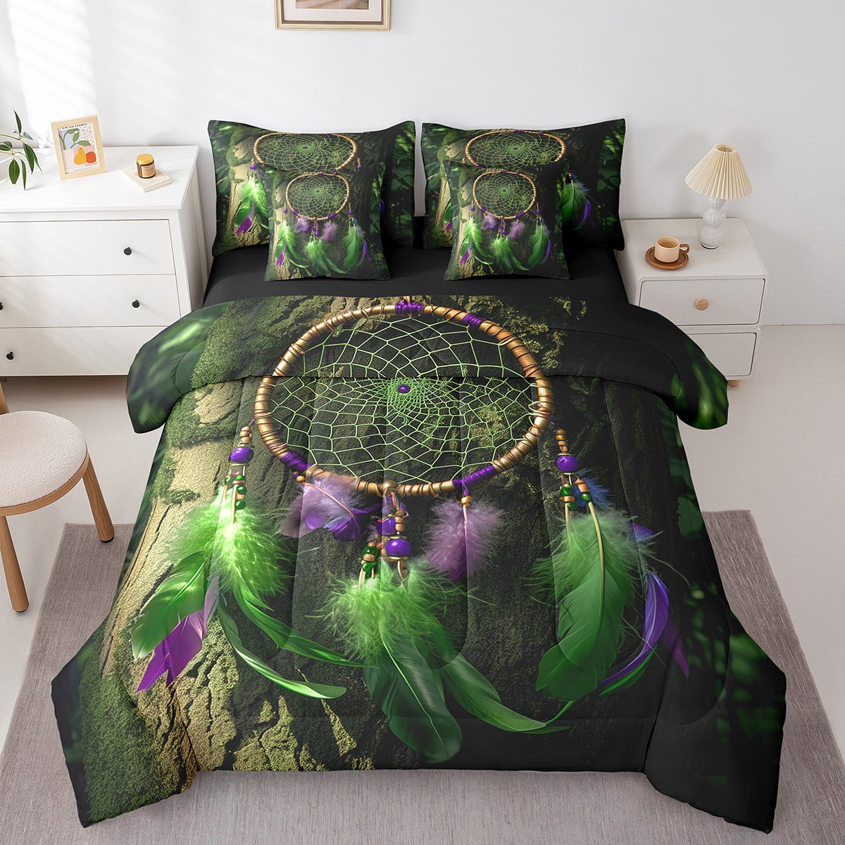YST Dreamcatcher Feather Bed In A Bag King Bohemian Gypsy Comforter Set ...