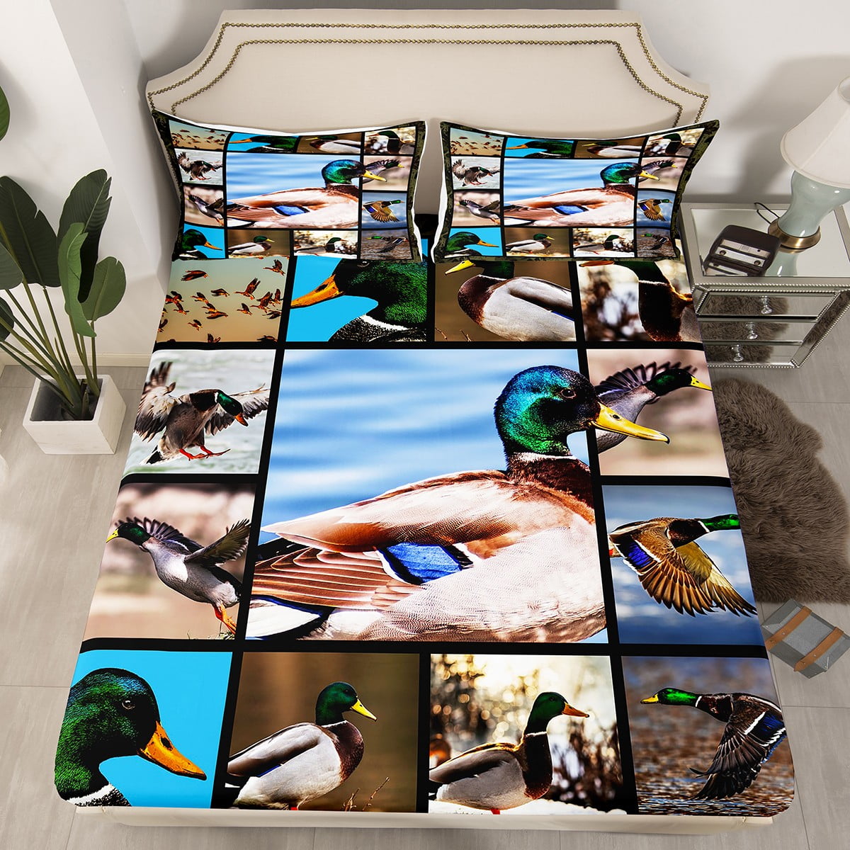 YST Duck Bed Sheets for Boys Teens Youth, Mallard Duck Fitted Sheet ...