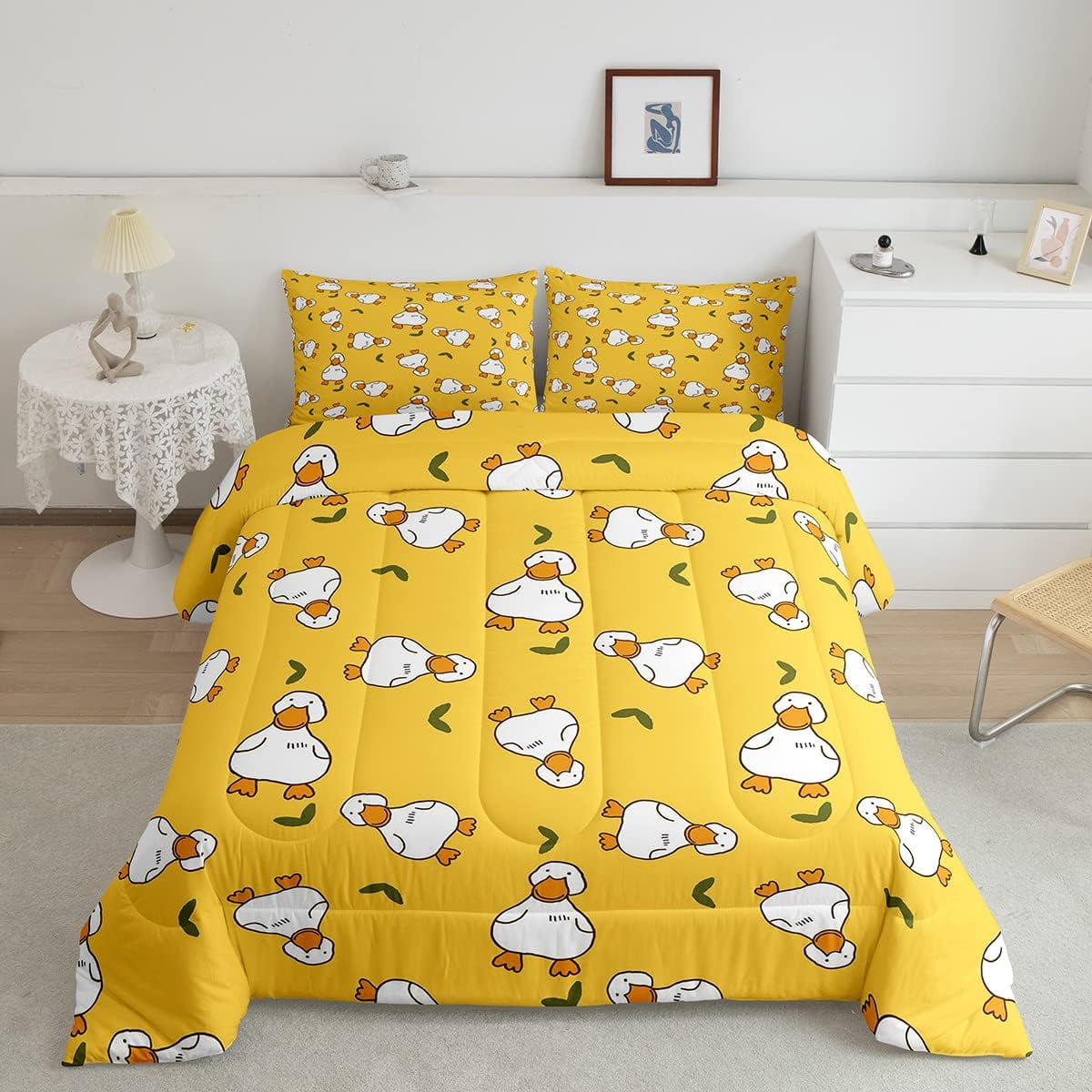Duck Bedding Set,Cartoon Duck Comforter Set ,Lovely Hand Painted Duck ...