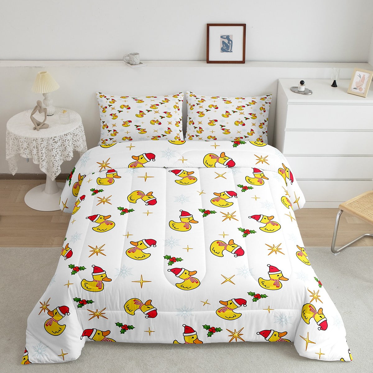 YST Duck Comforter Set Cartoon Xmas Duck Bed Comforter Set for Kids ...