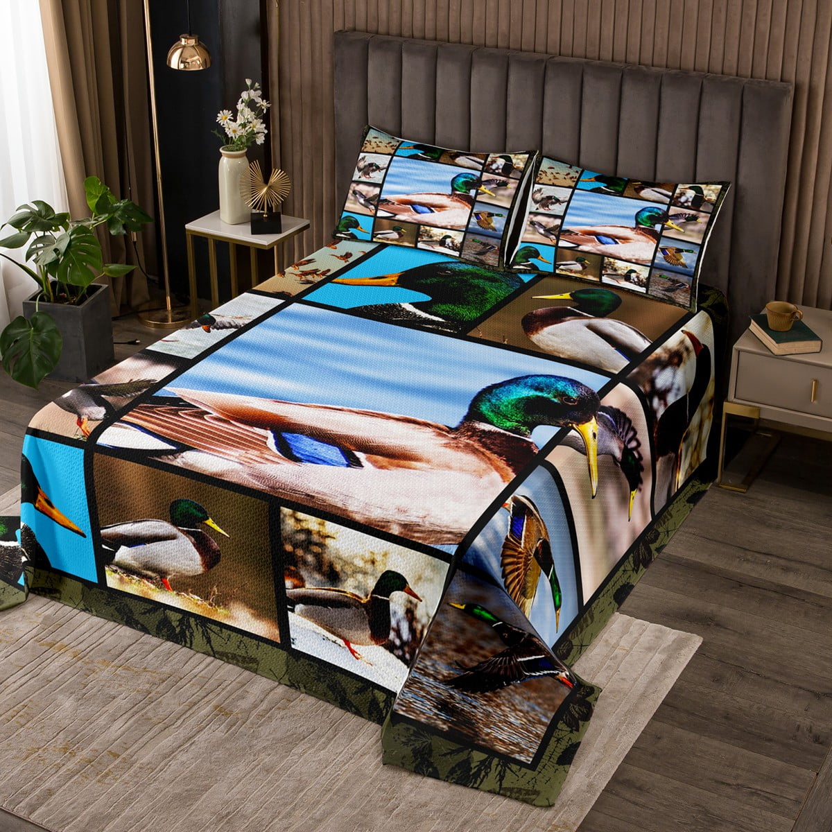 Duck Coverlet Set Teens Youth, Mallard Duck Quilt Set Queen Size Nature ...