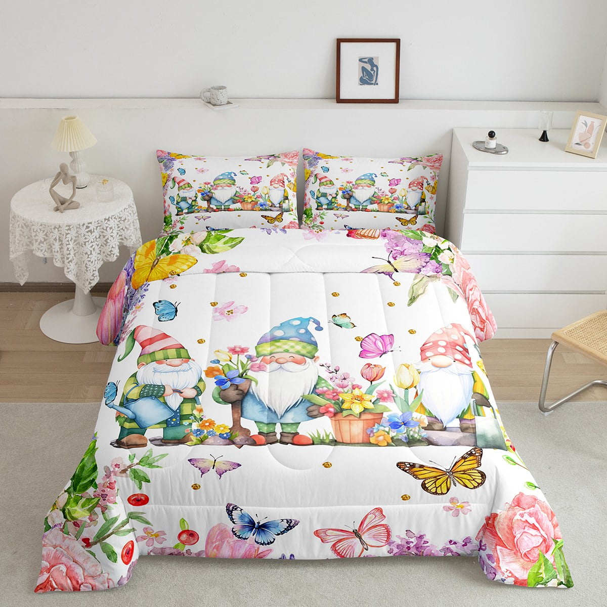 YST Dwarf Comforter King,Cute Gnomes Bedding Set for Kids Adult,Western ...