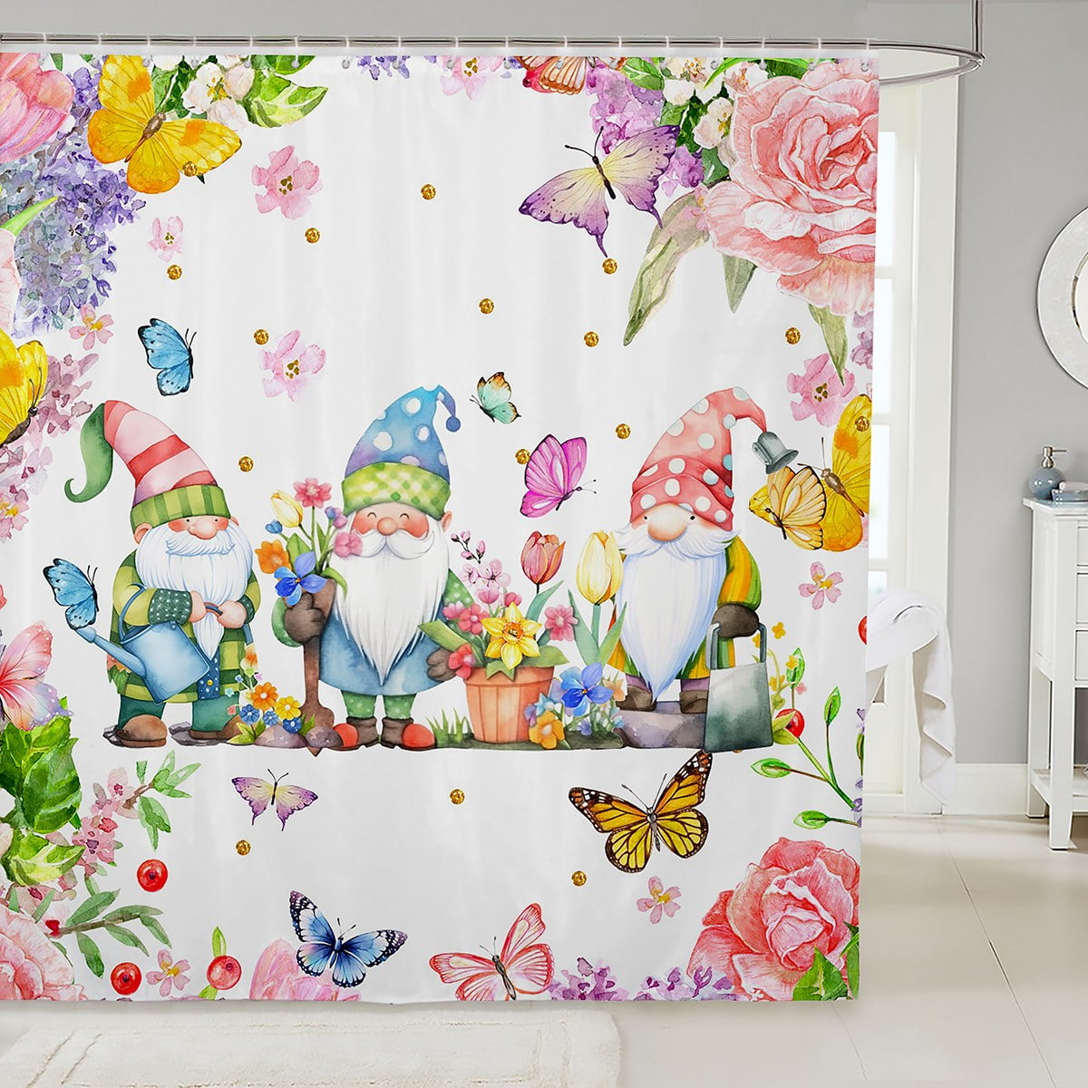 YST Dwarf Shower Curtain 78x72,Cute Gnomes Bathroom Shower Curtain for ...