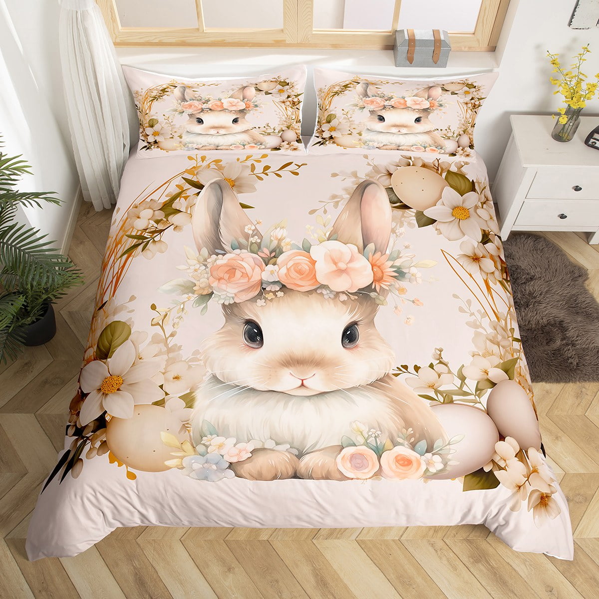 YST Easter Bunny Comforter Cover For Kids, Happy Easter Eggs Duvet ...