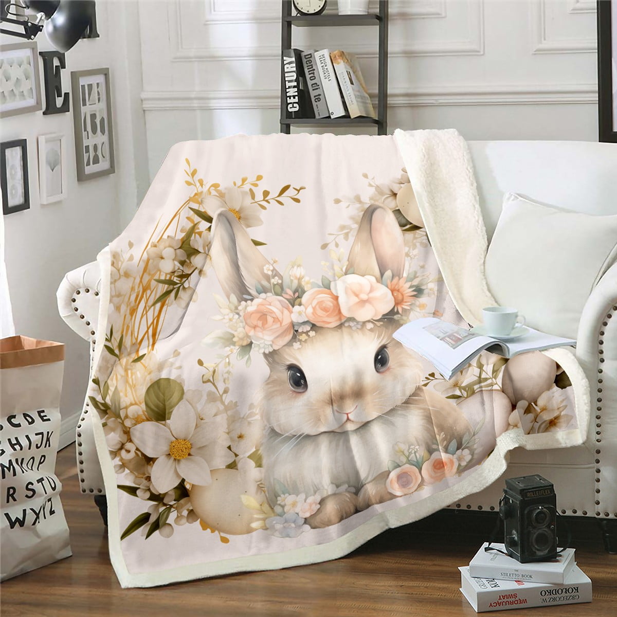 YST Easter Bunny Fleece Blanket For Kids, Happy Easter Eggs Throw ...