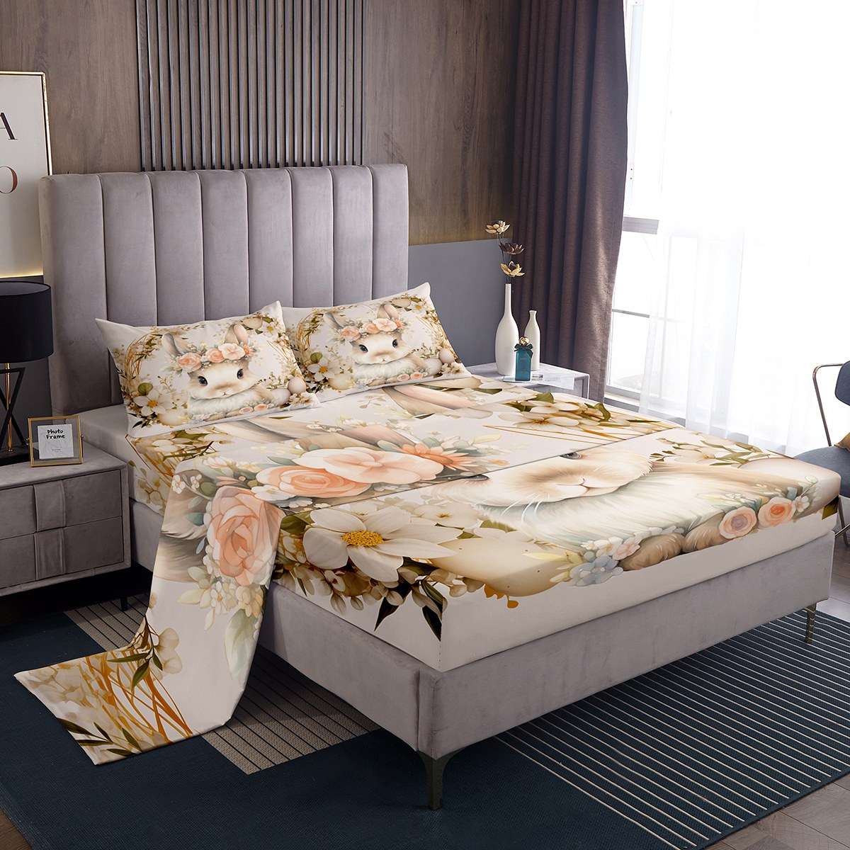 YST Easter Bunny Sheet Set For Kids, Happy Easter Eggs Bed Sheets Set ...