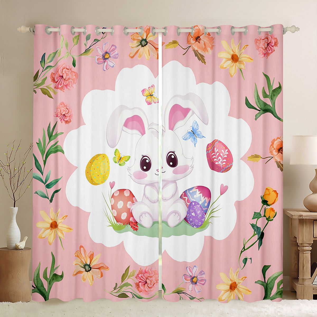 Erosebridal Easter Curtains Easter Bunny Curtains & Drapes Colorful ...