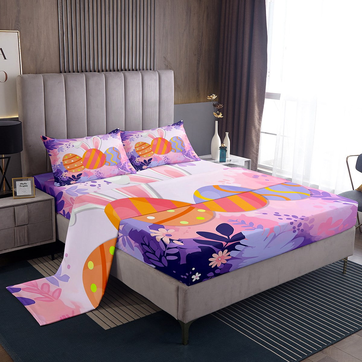 Erosebridal Easter Decoration Bed Sheets Set Cute Rabbit Sheet Set King ...