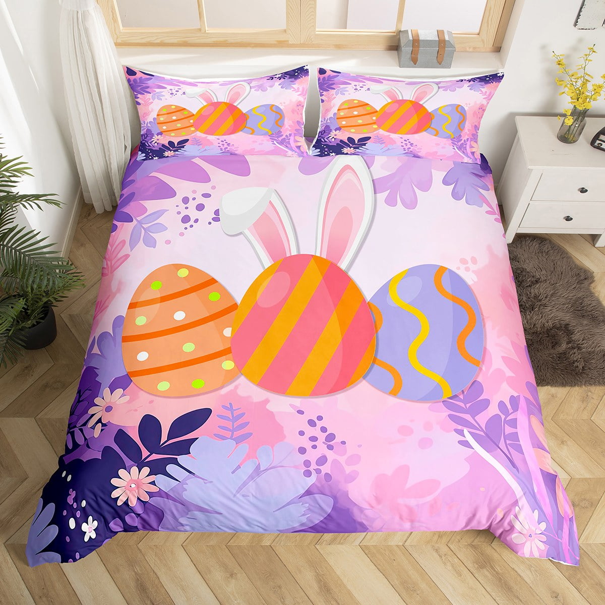 YST Easter Decoration Bedding Set Cute Rabbit Duvet Cover King Happy ...