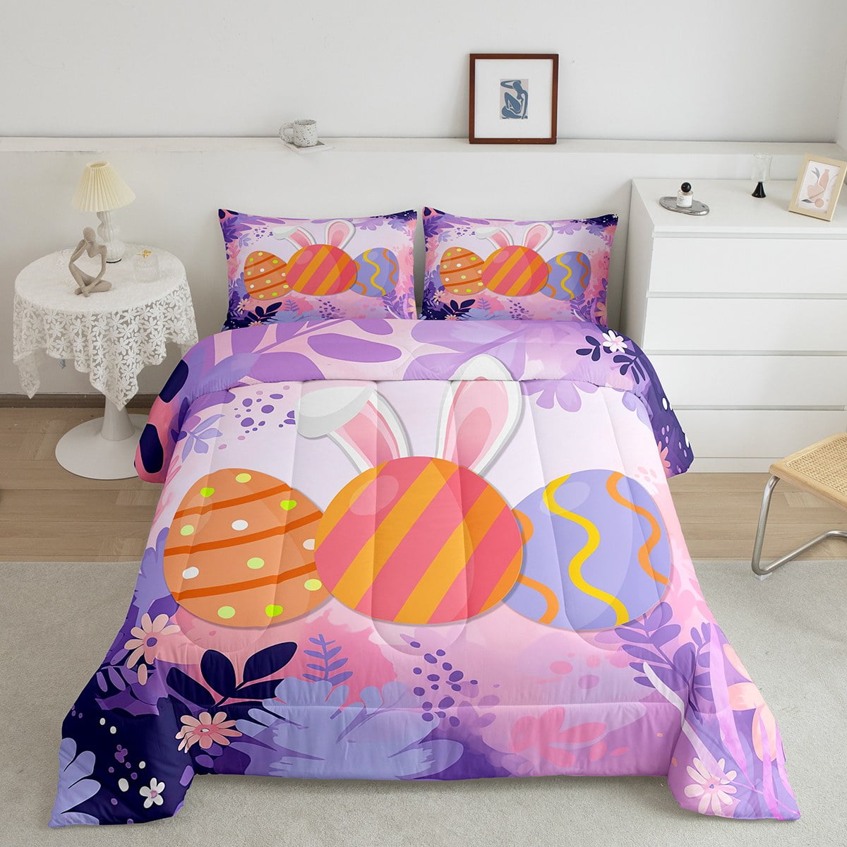 YST Easter Decoration Comforter Set Cute Rabbit Bedding Queen Happy ...