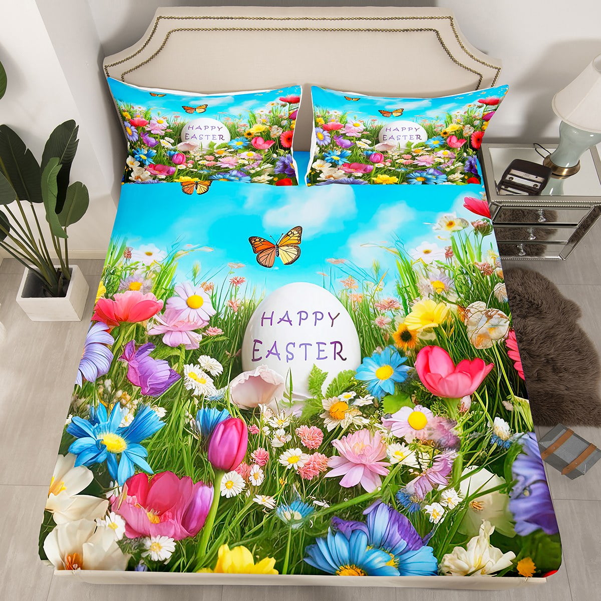 YST Easter Eggs Bed Sheets Full for Kids Girls Boys Happy Easter Themed ...