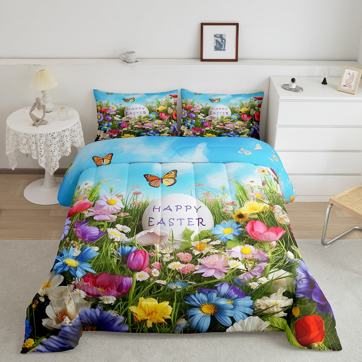 Erosebridal Easter Eggs Bedding Queen Happy Easter Themed Bedding ...