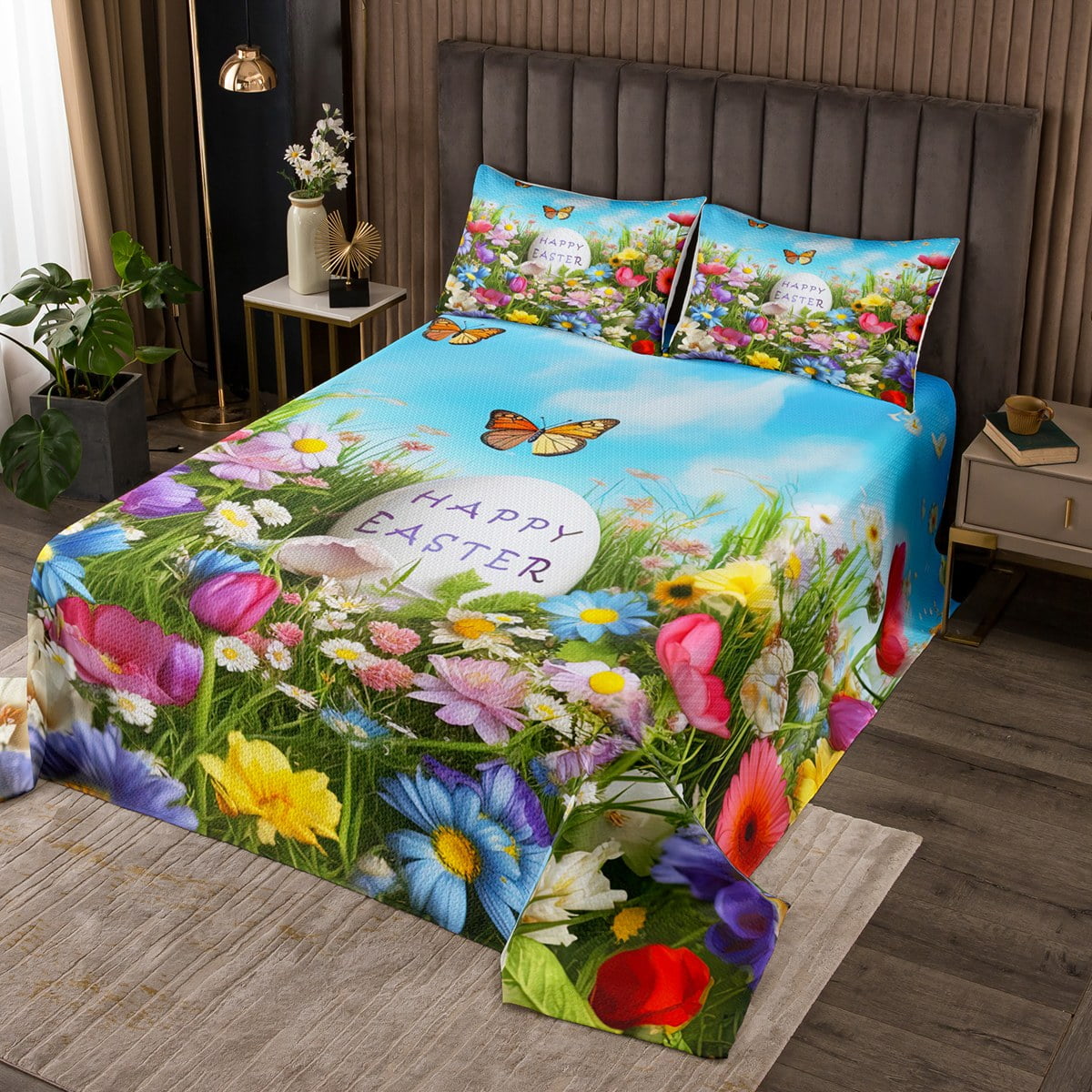 Erosebridal Easter Eggs Bedspread Twin Happy Easter Themed Bedspread ...