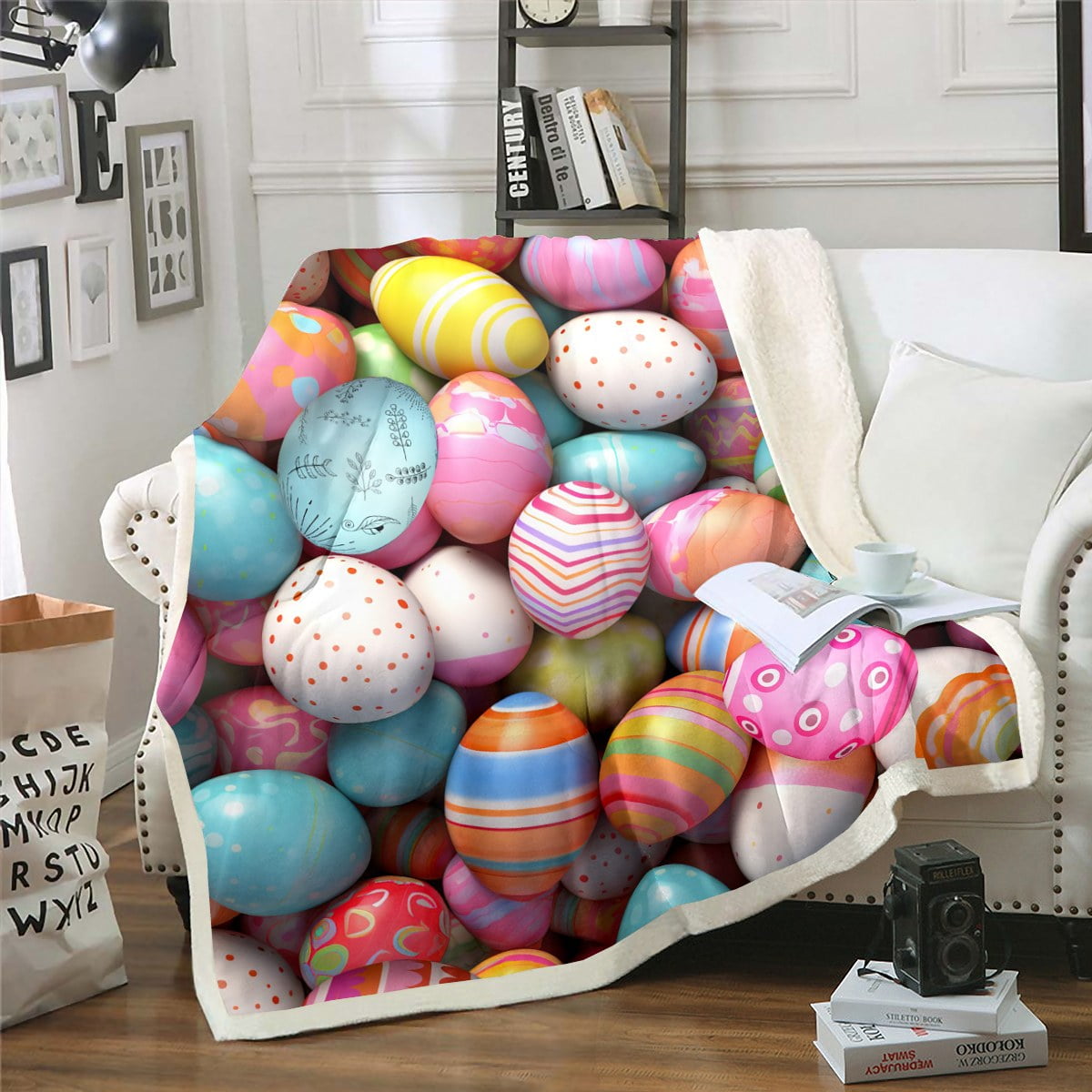 Easter Eggs Throw Blanket 30x40,3D Rainbow Eggs Fleece Blanket Teens ...