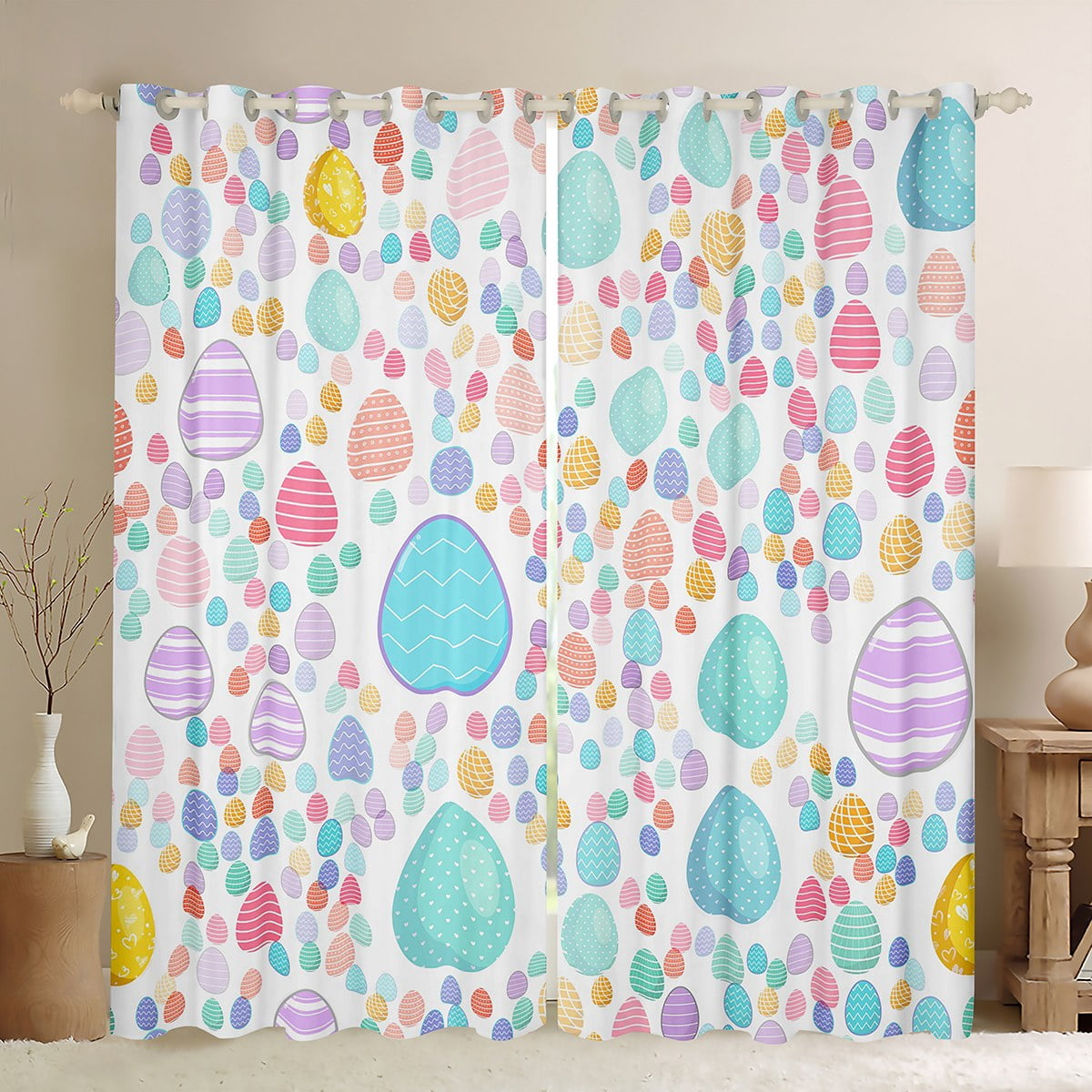 YST Easter Gifts Curtains Easter Eggs Blackout Curtains for Kids Teen ...