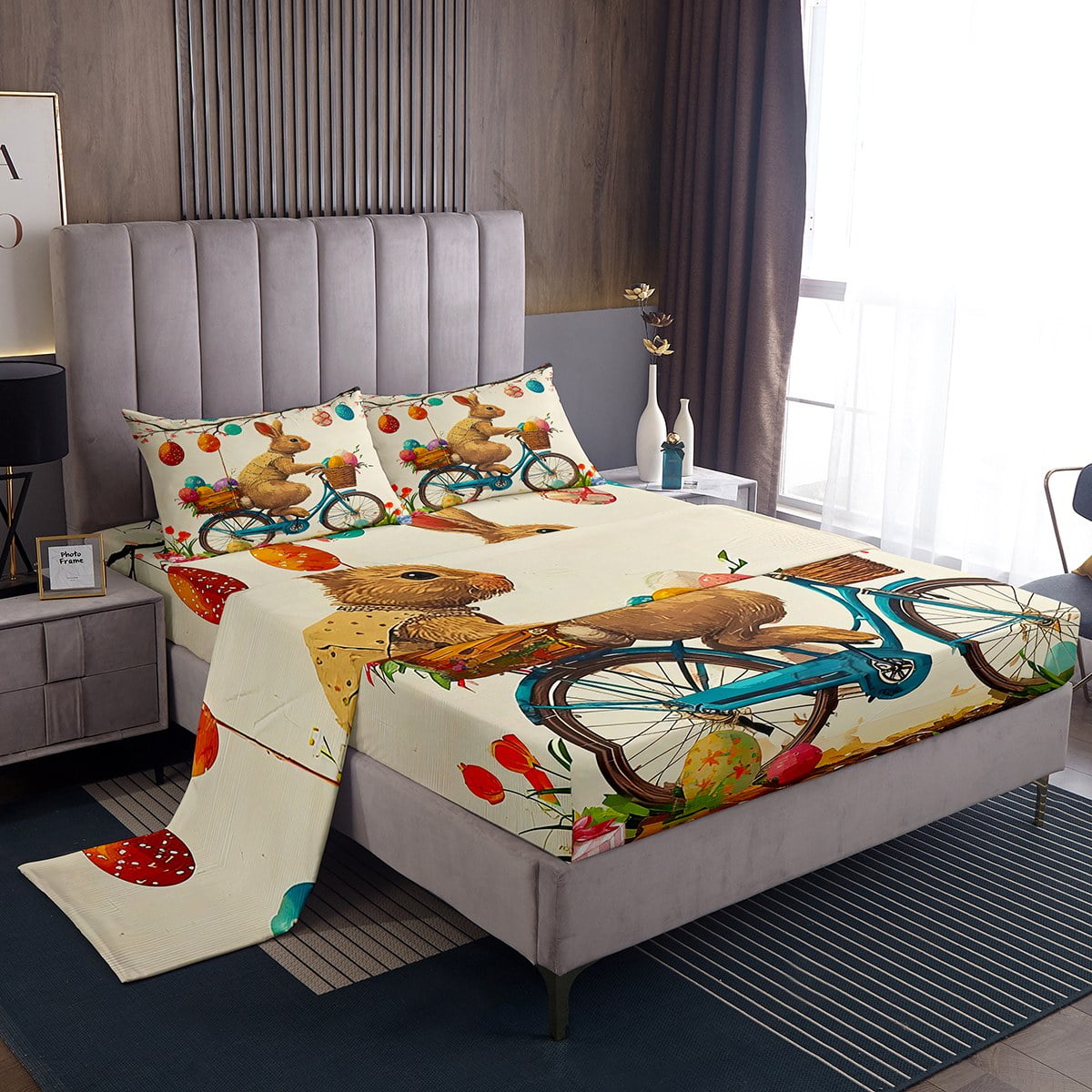 YST Easter Rabbit Bed Sheets Set Happy Easter Themed Sheet Set 3 Piece ...