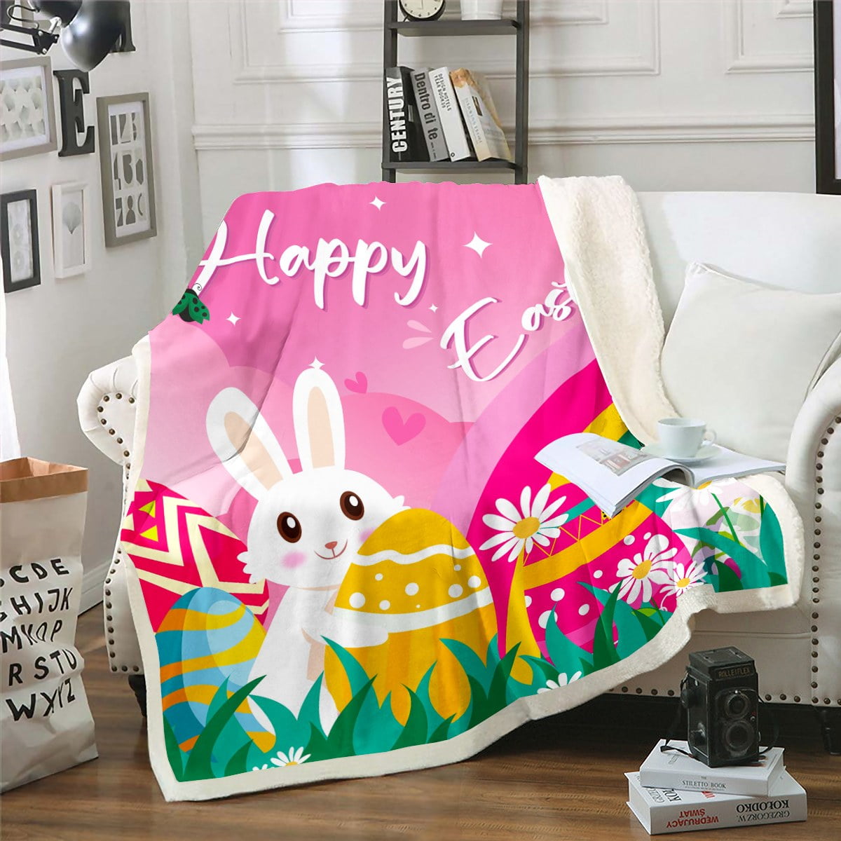 YST Easter Throw Blanket for Kids Toddler,Cartoon Easter Bunny Fleece ...