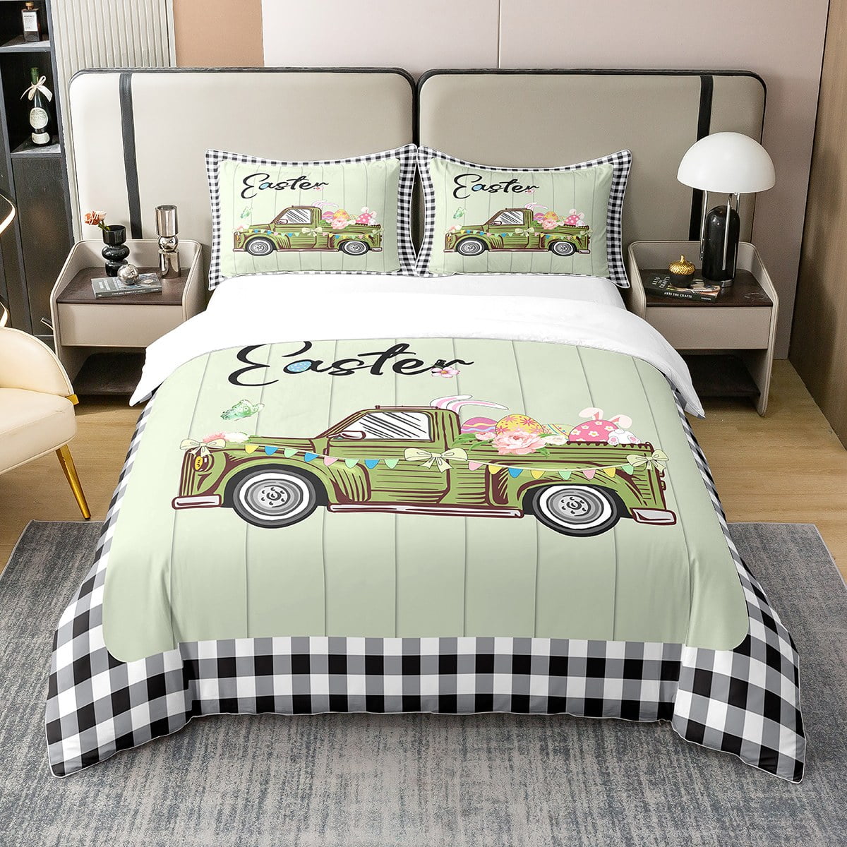 Easter Truck 100% Cotton Duvet Cover ,Cute Easter Bunnies Comforter ...