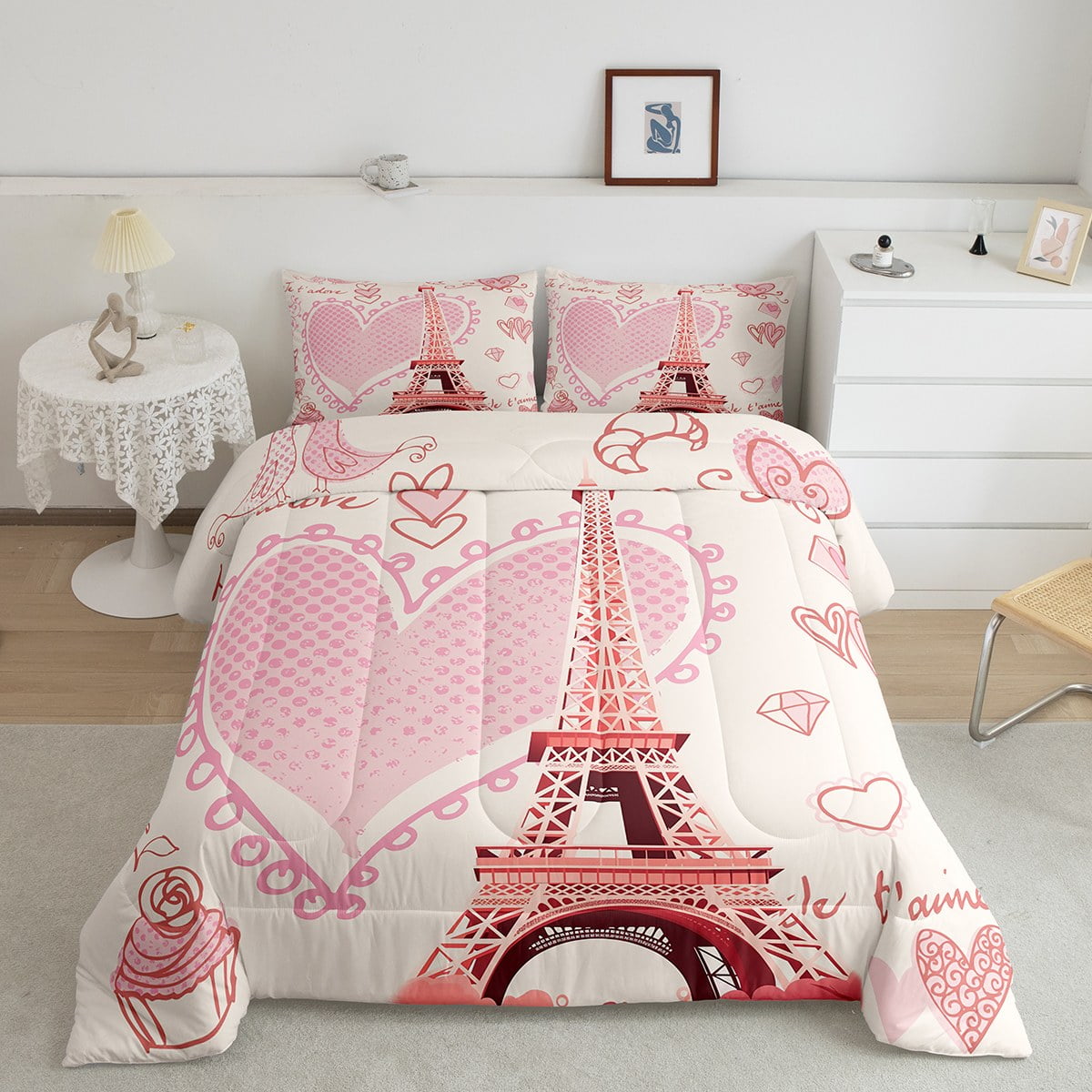 Erosebridal Eiffel Tower Bedding Romantic Paris Theme Bedding Comforter ...