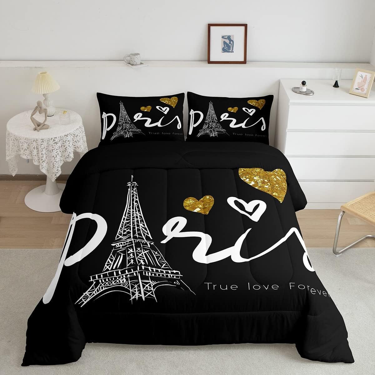 YST Eiffel Tower Bedding Set French Paris Comforter King Romantic ...