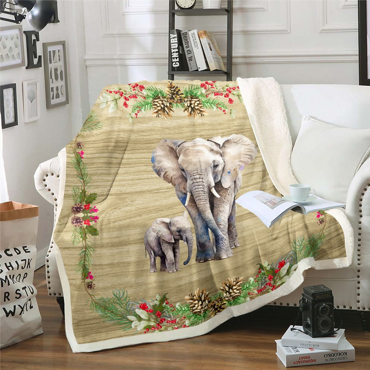 YST Elephant 40"x50" Throw Blanket,Wild Animals Fleece Blanket Rustic ...