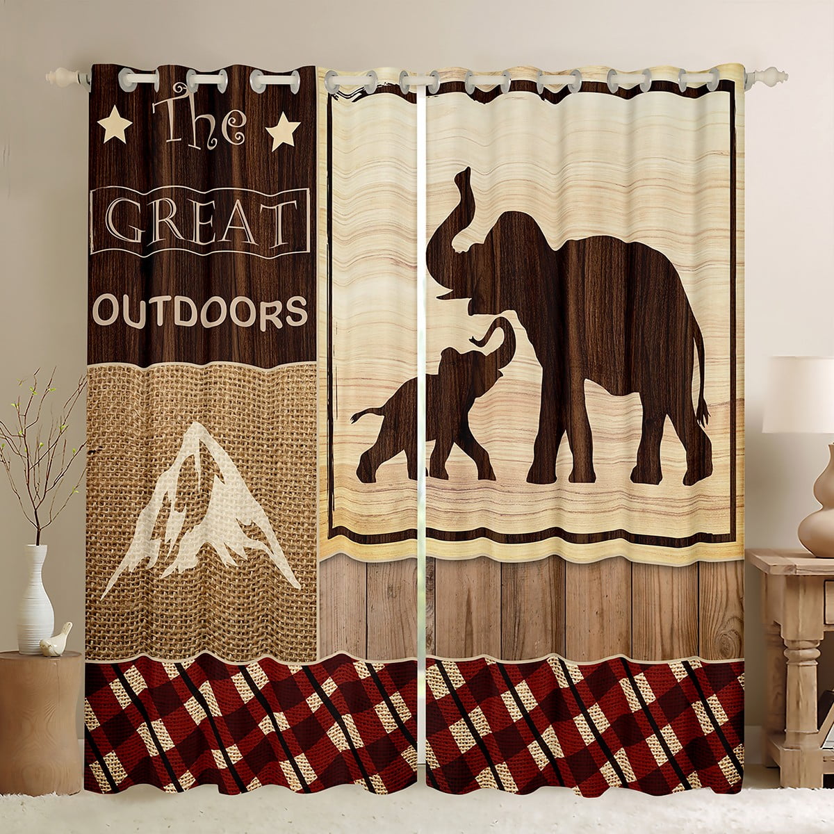 Erosebridal Elephant Blackout Curtains Wild Animals Woodland Decor 2 ...