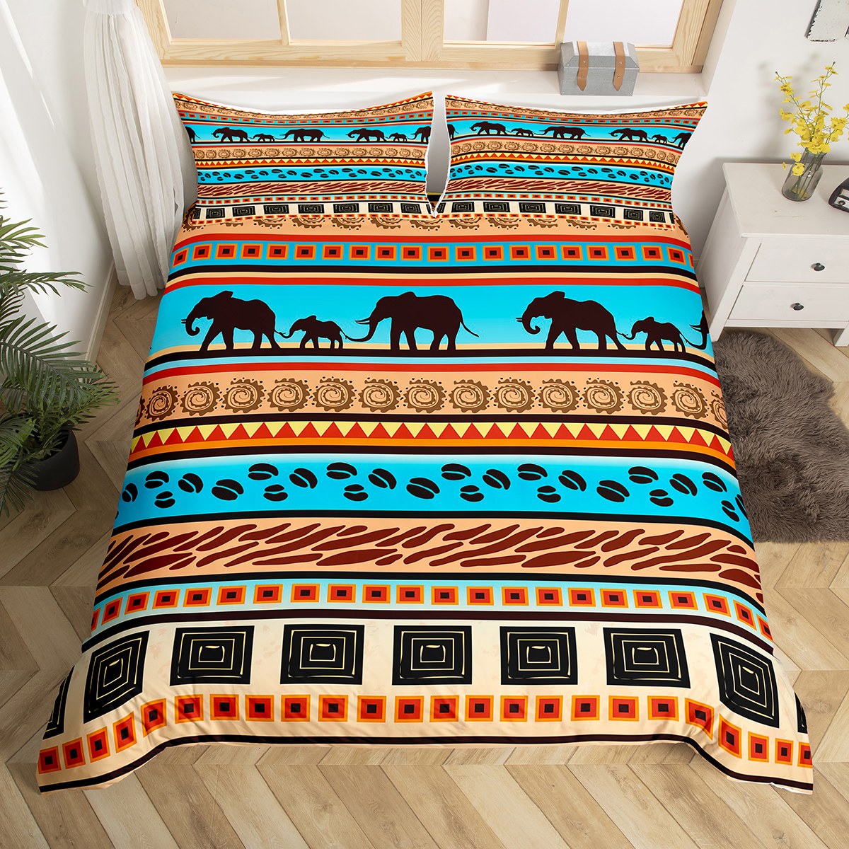 YST Elephant Duvet Cover for Kids Boys Girls,African Style Tribal ...