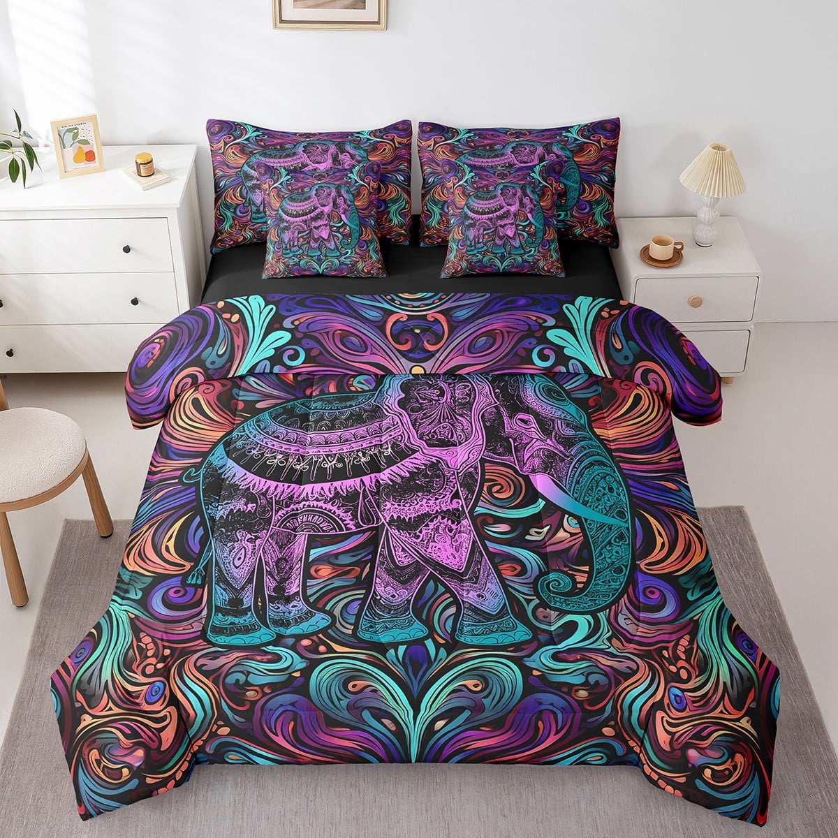 Elephant Queen Size Comforter Set African Animal Theme Bedding ...