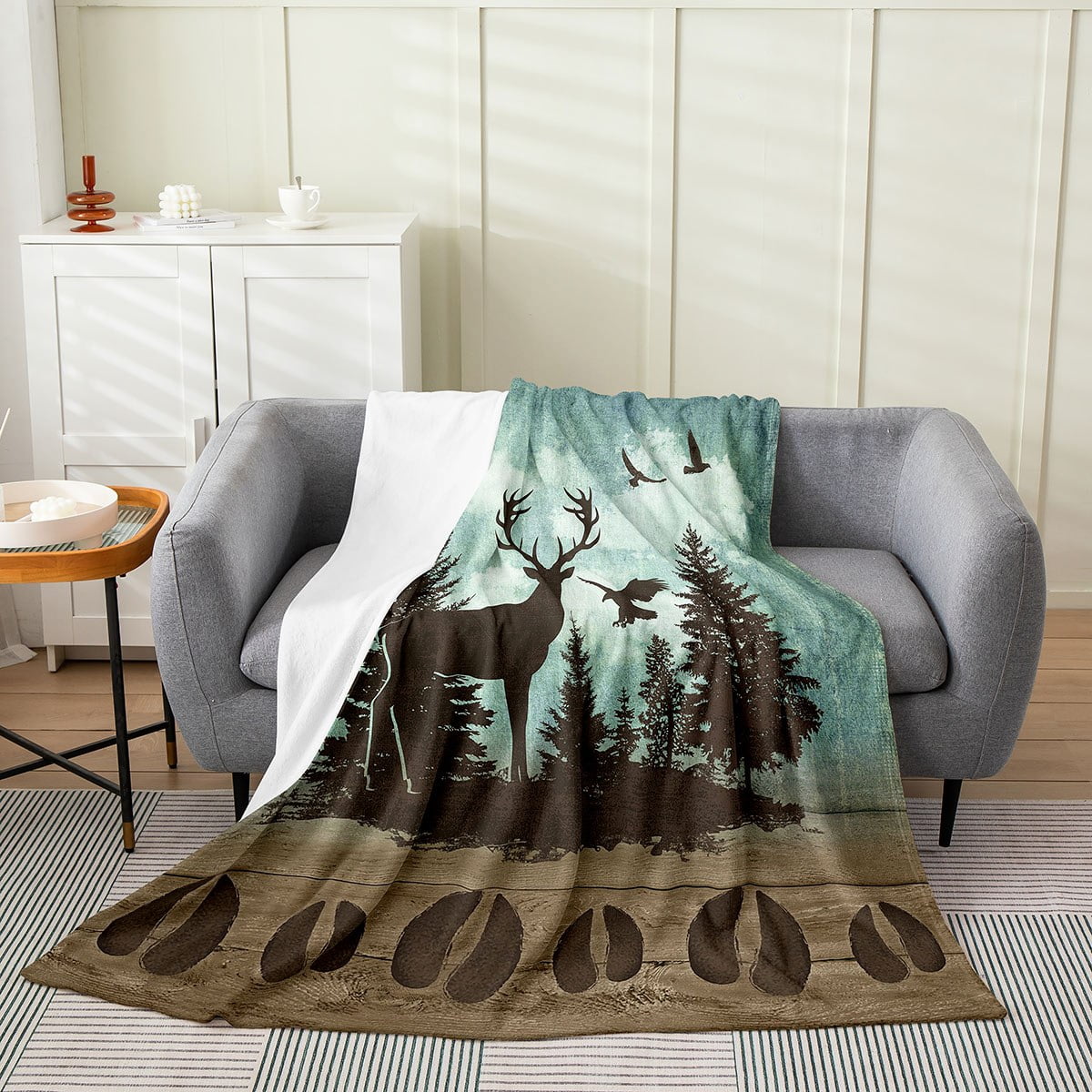 Elk Deer Throw Blanket Throw 50x60 Inch Rustic Pine Trees Blanket ...