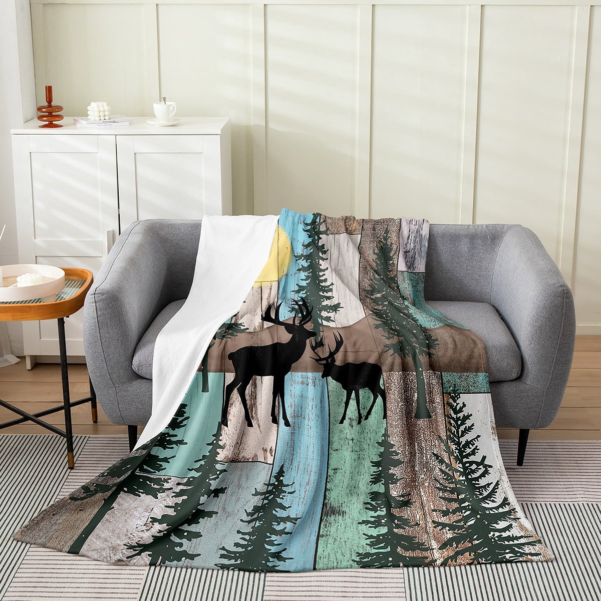 YST Elk Throw Blanket for Kids Girls Boys,Woodland Plants Animals ...