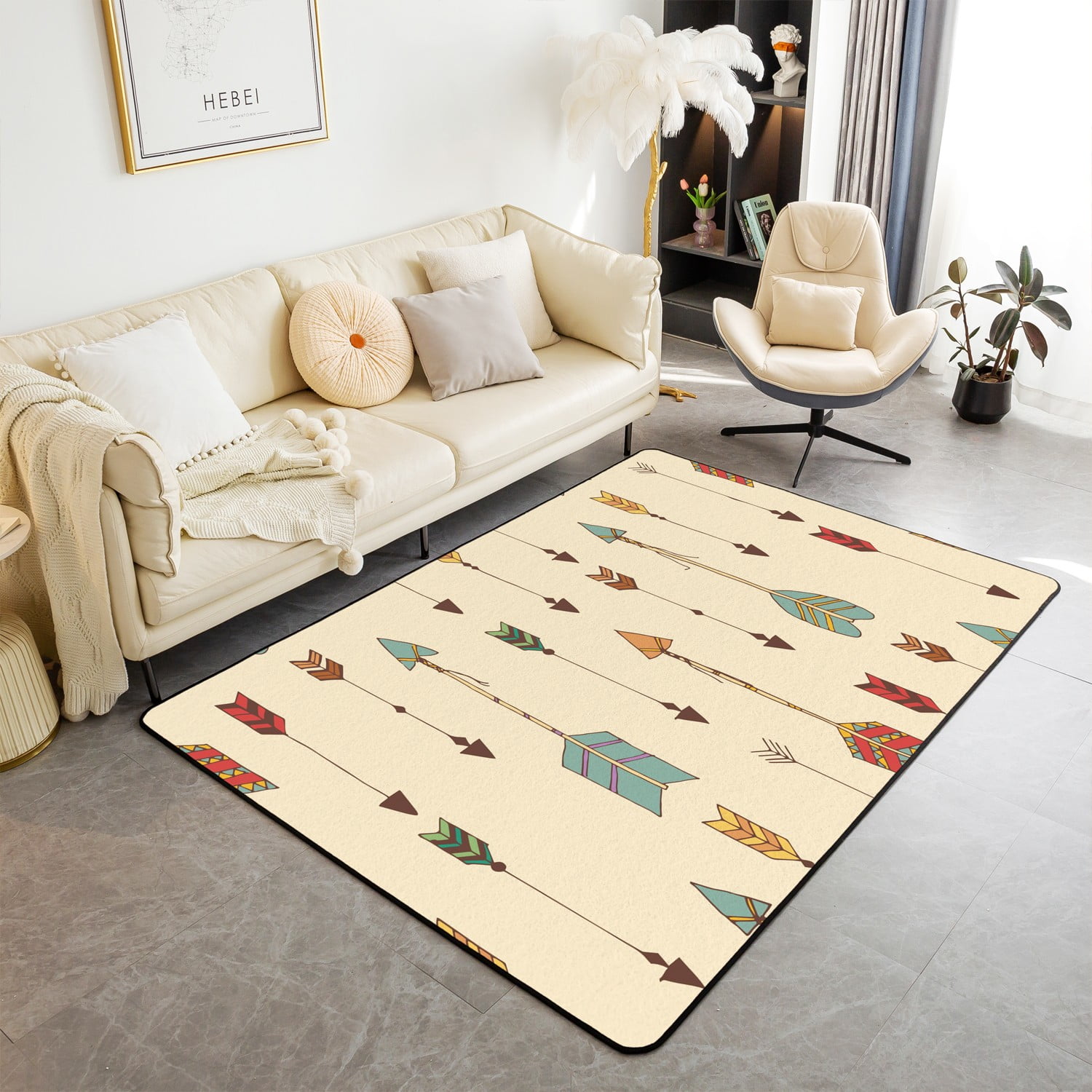 YST Ethnic Tribal Arrow Area Rug 5x7 for Bedside,Watercolor Bohemian ...