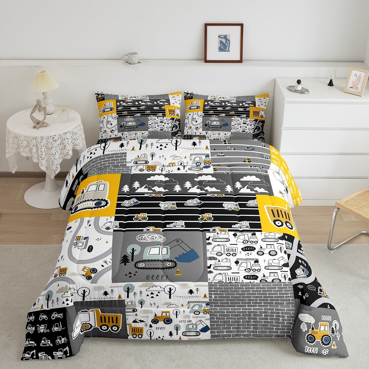 Excavator Bedding Comforter Sets Construction Vehicles Comforter Set ...