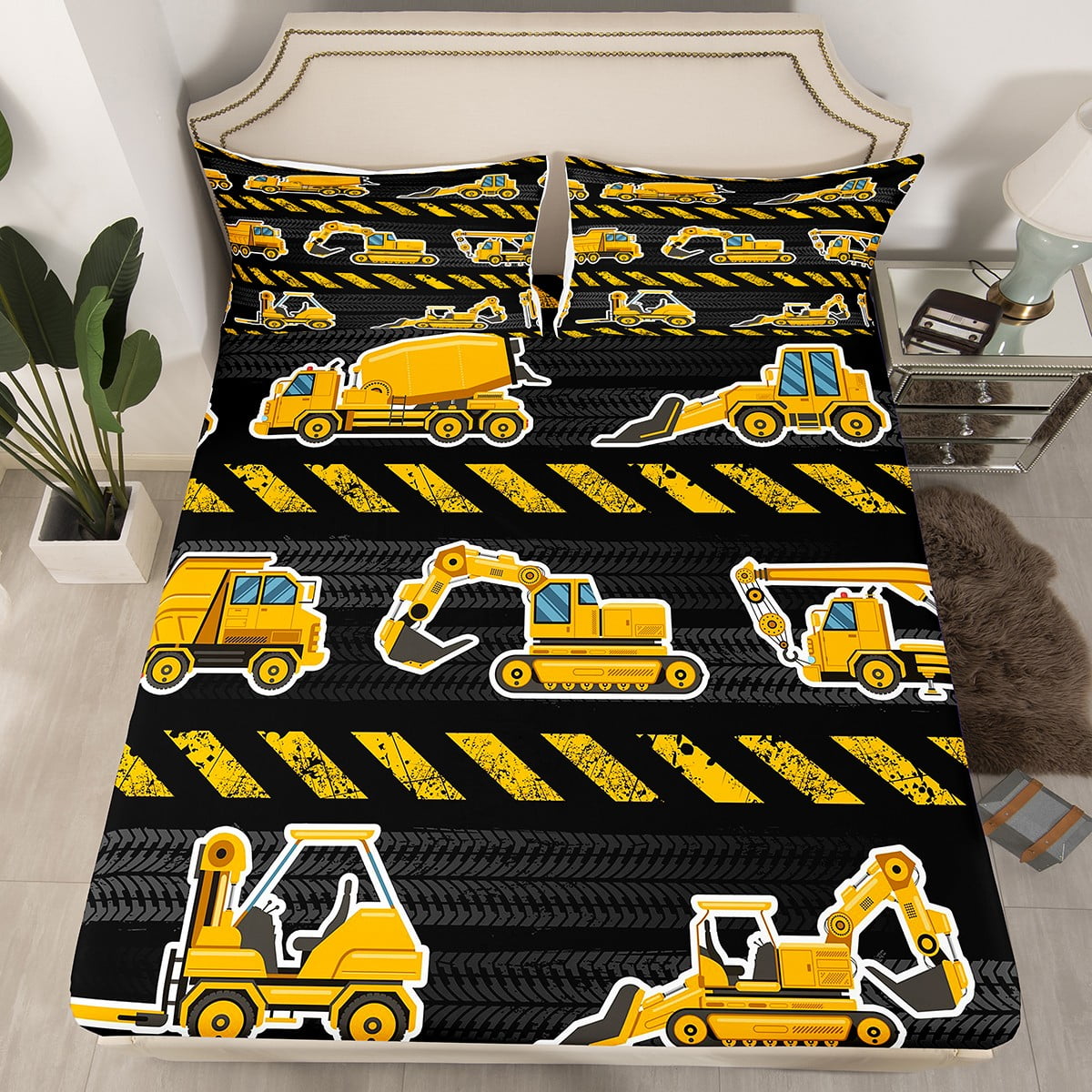 Excavator Bedding Set ,Construction Truck Fitted Sheet Full Size ...
