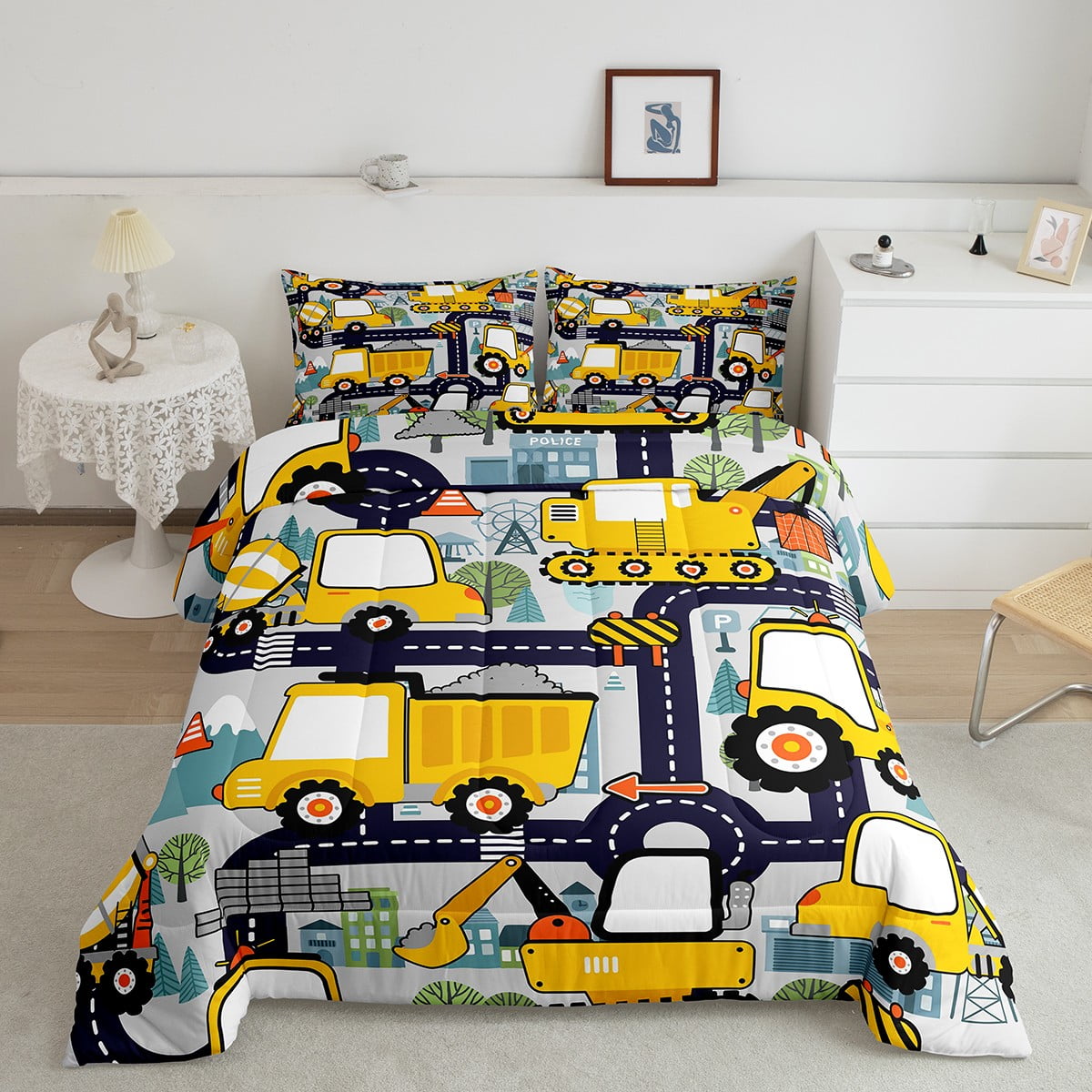YST Excavators Bedding Comforter Sets for Kids Youth Teens ...
