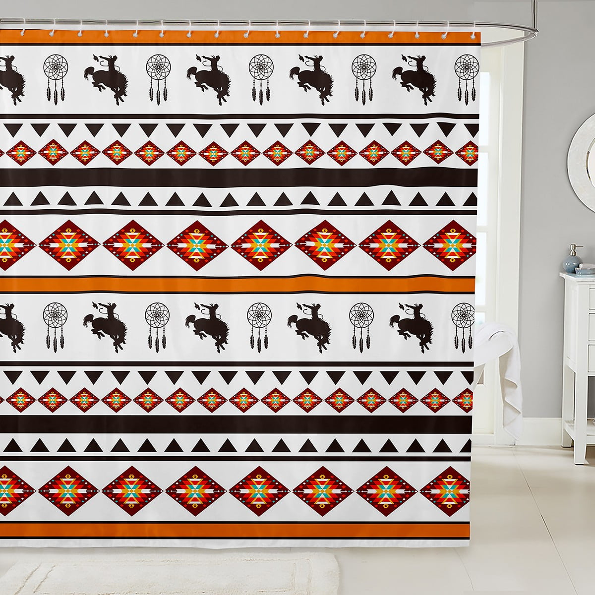 Exotic Aztec Shower Curtain, Western Horse Bath Curtain Southwestern ...