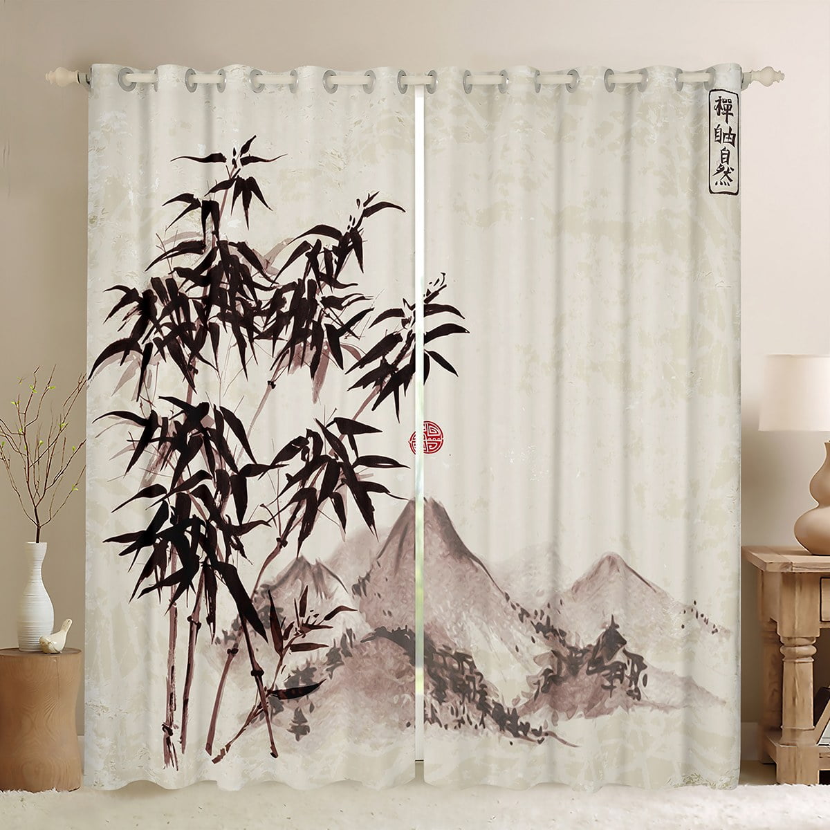 Erosebridal Exotic Oriental Blackout Curtains Japanese-Style Curtains ...