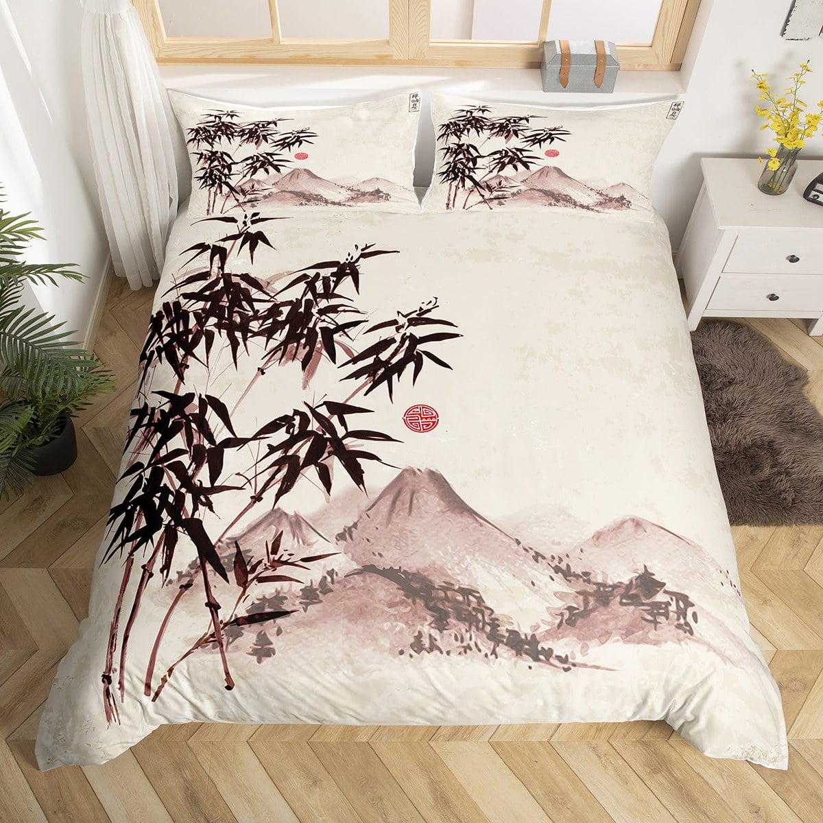 YST Exotic Oriental Comforter Cover Japanese-Style Bed Set, Mount Fuji ...
